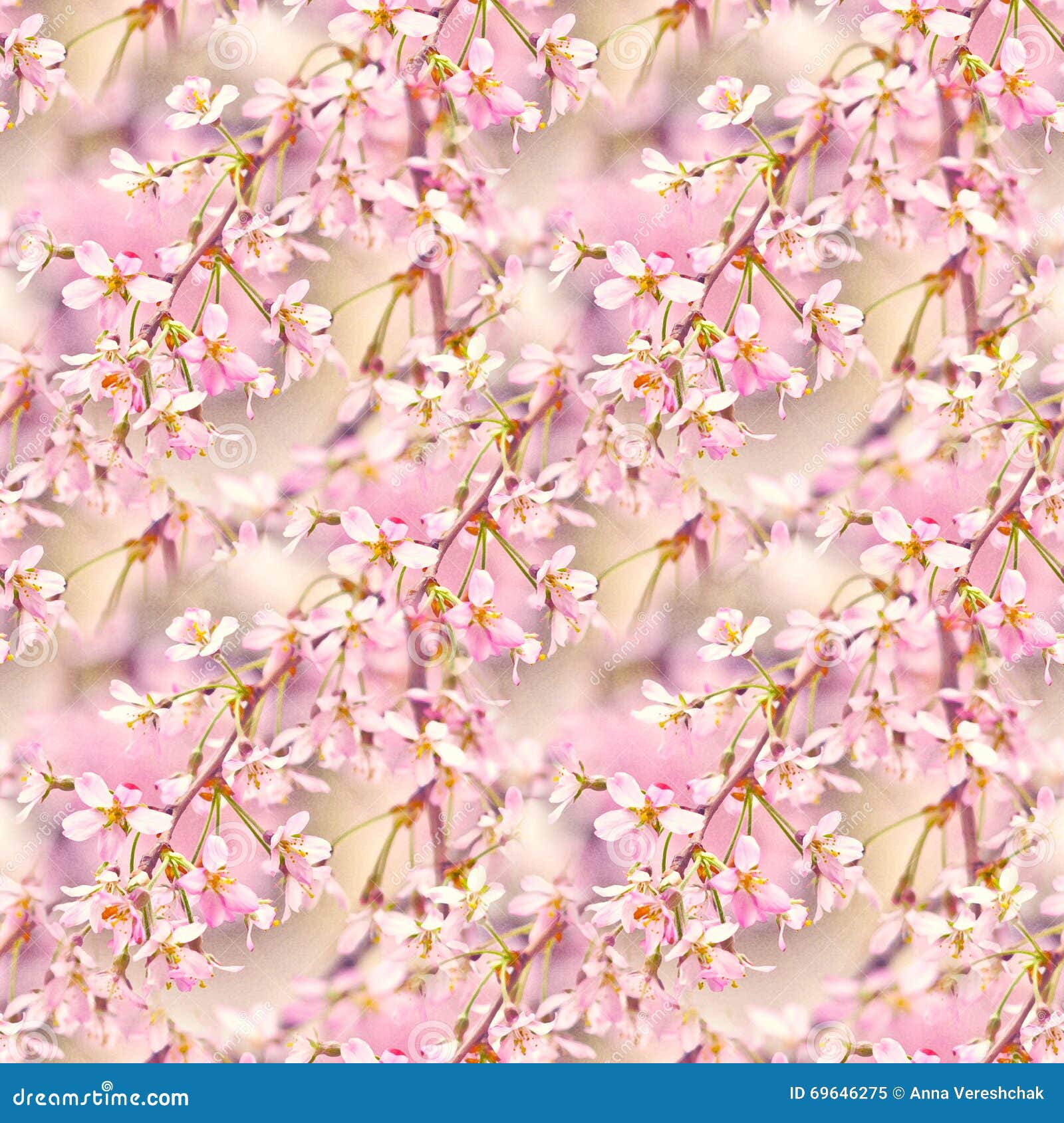 Spring Floral Seamless Pattern. Seamless Natural Texture with Blossom ... Spring Floral Seamless Pattern. Seamless Natural Texture with Blossom ...