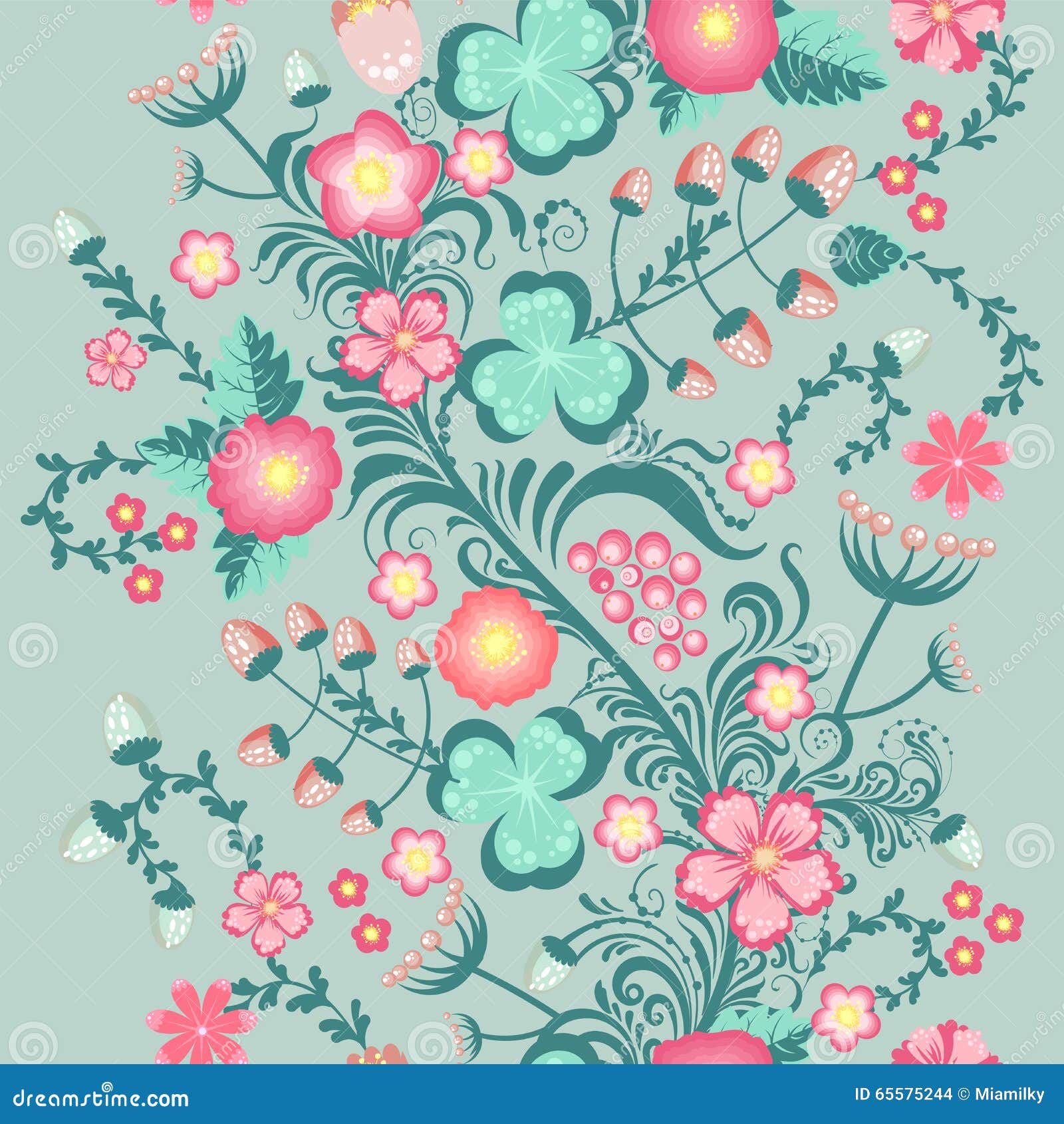 Spring Floral Seamless Pattern in Soft Pastel Colors Stock Vector ...