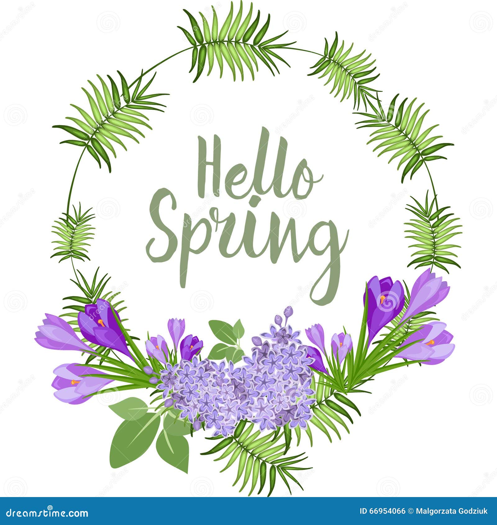 Spring Floral Vector Wreath Stock Illustration - Illustration of cute ...