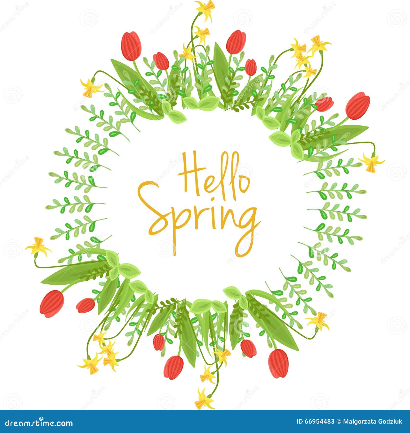 Spring Floral Vector Wreath Stock Illustration - Illustration of ...
