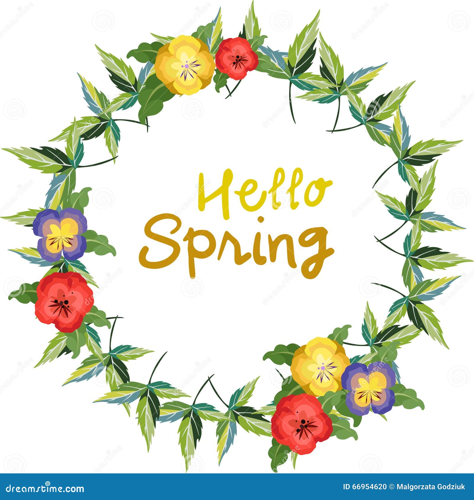 Spring Floral Vector Wreath Stock Illustration - Illustration of ...