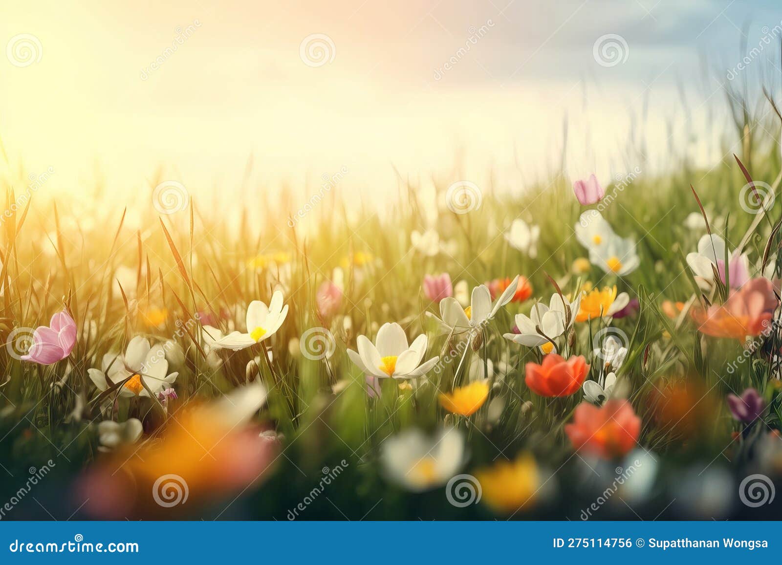 Spring Flower Background on White Background Stock Illustration ...