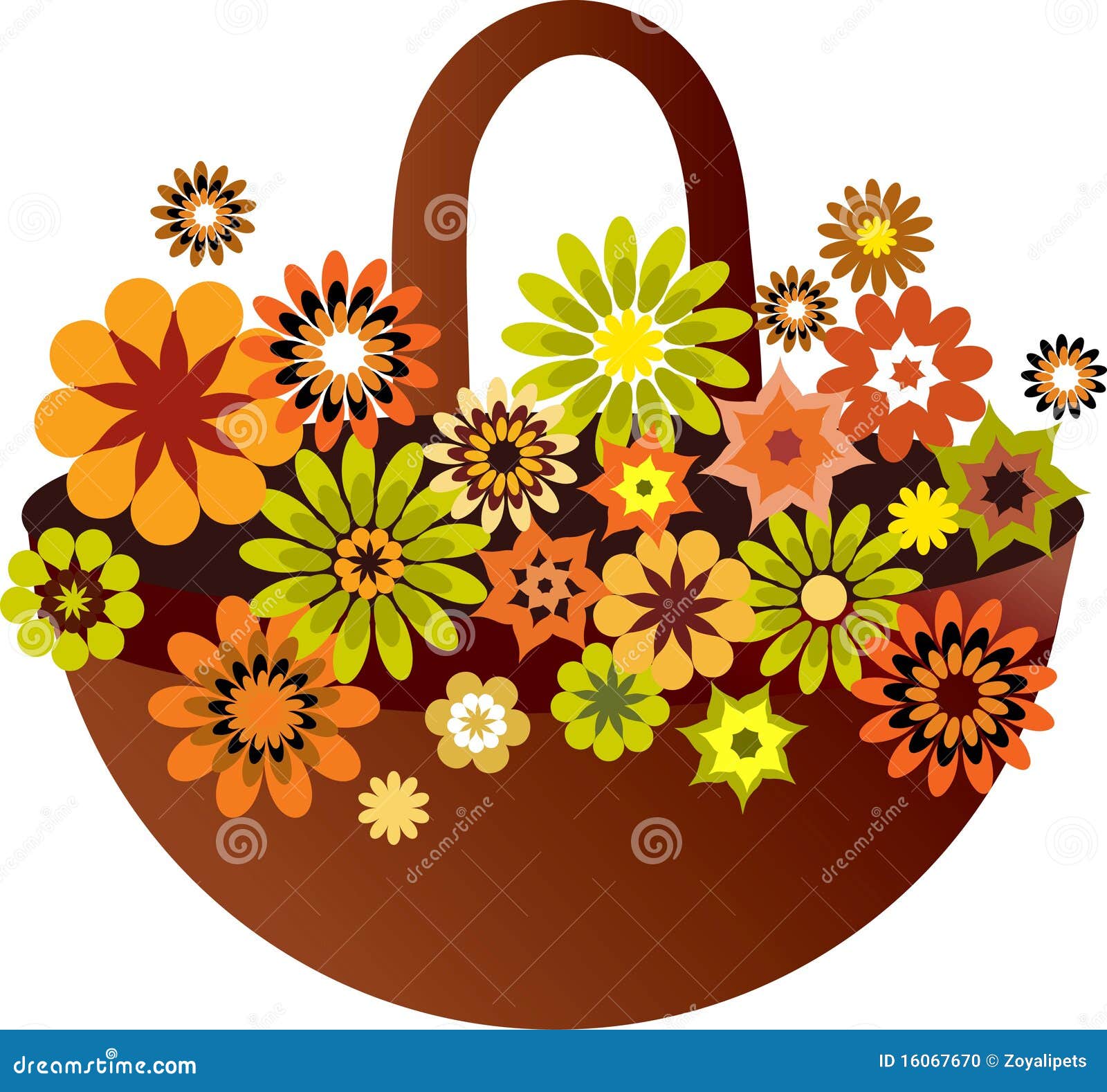 Spring flower basket stock vector. Illustration of garden - 16067670