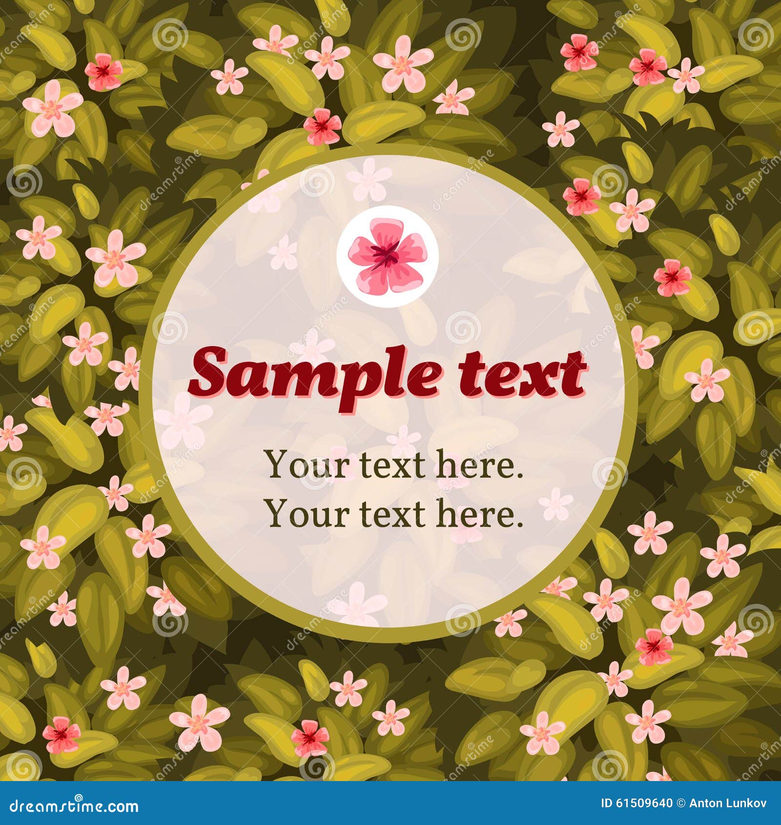Spring Flower Card with Frame for Text Stock Vector - Illustration of ...