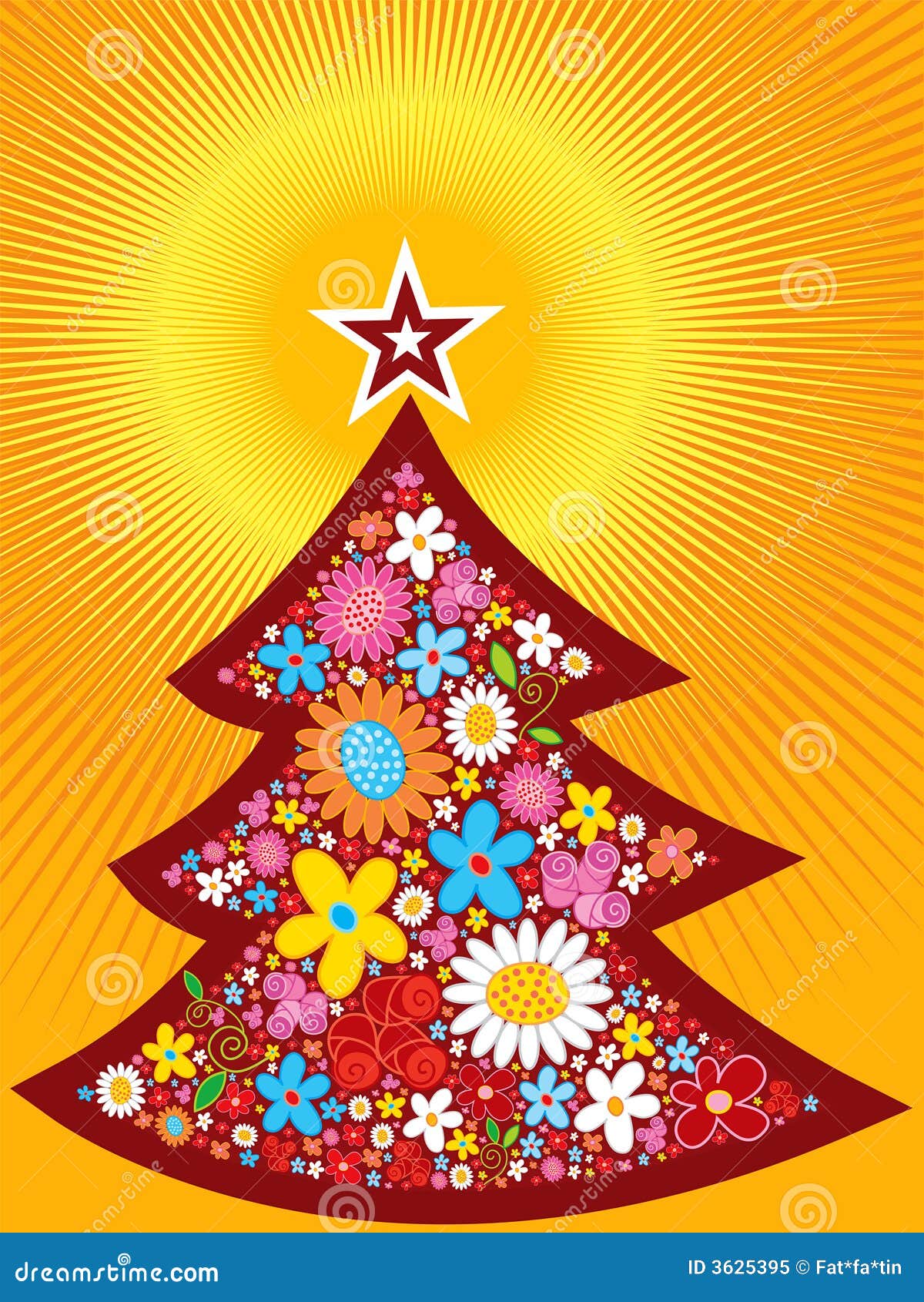 Spring Flower Christmas Tree Stock Vector - Illustration of glitter ...
