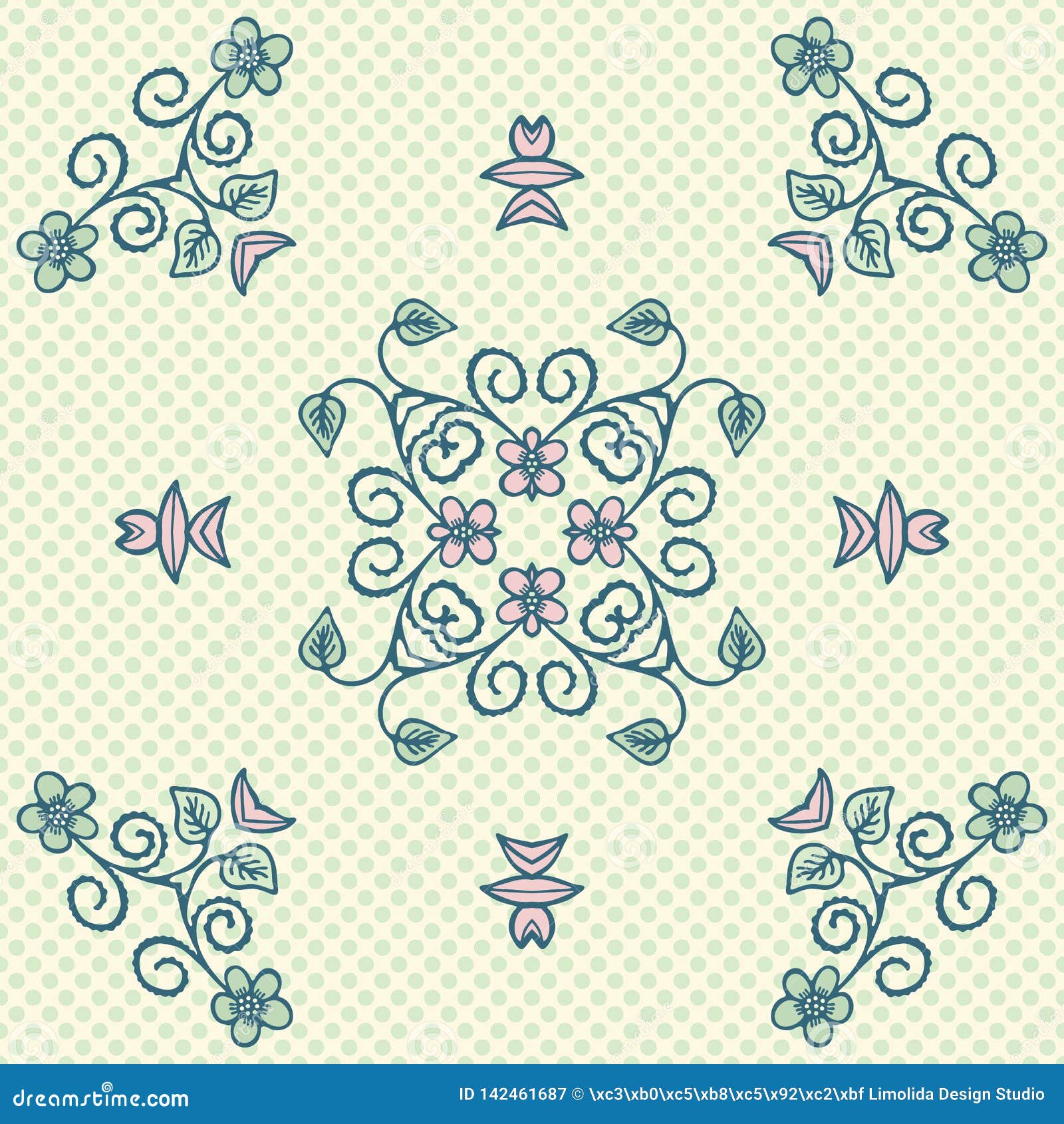 Spring Flower Daisy Wheel Seamless Vector Pattern. Hand Drawn Allover ...