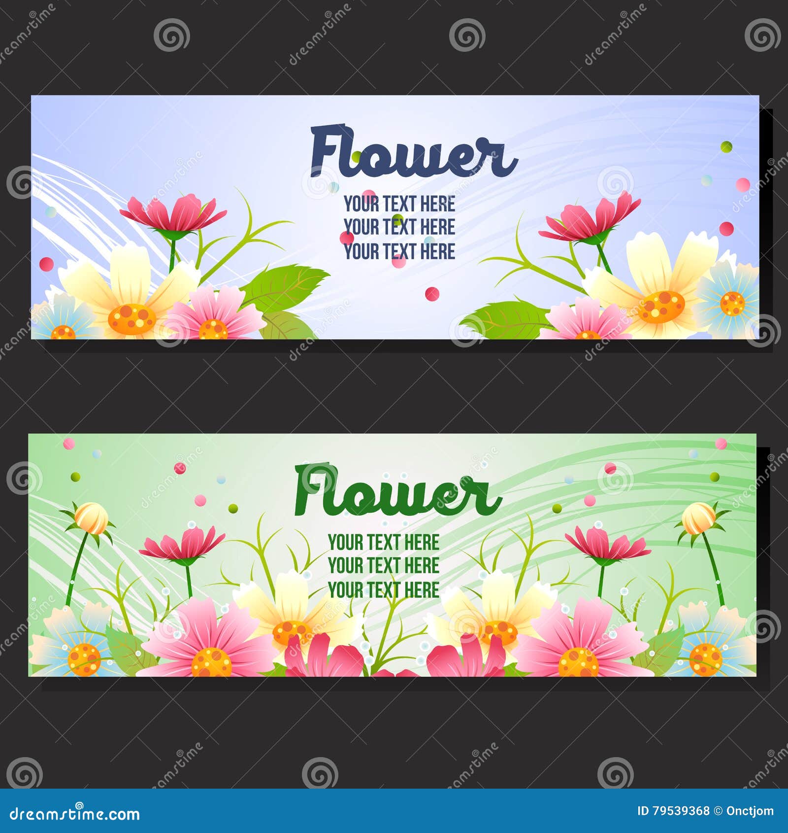 Spring Flower Garden Horizontal Banner Stock Vector - Illustration of ...