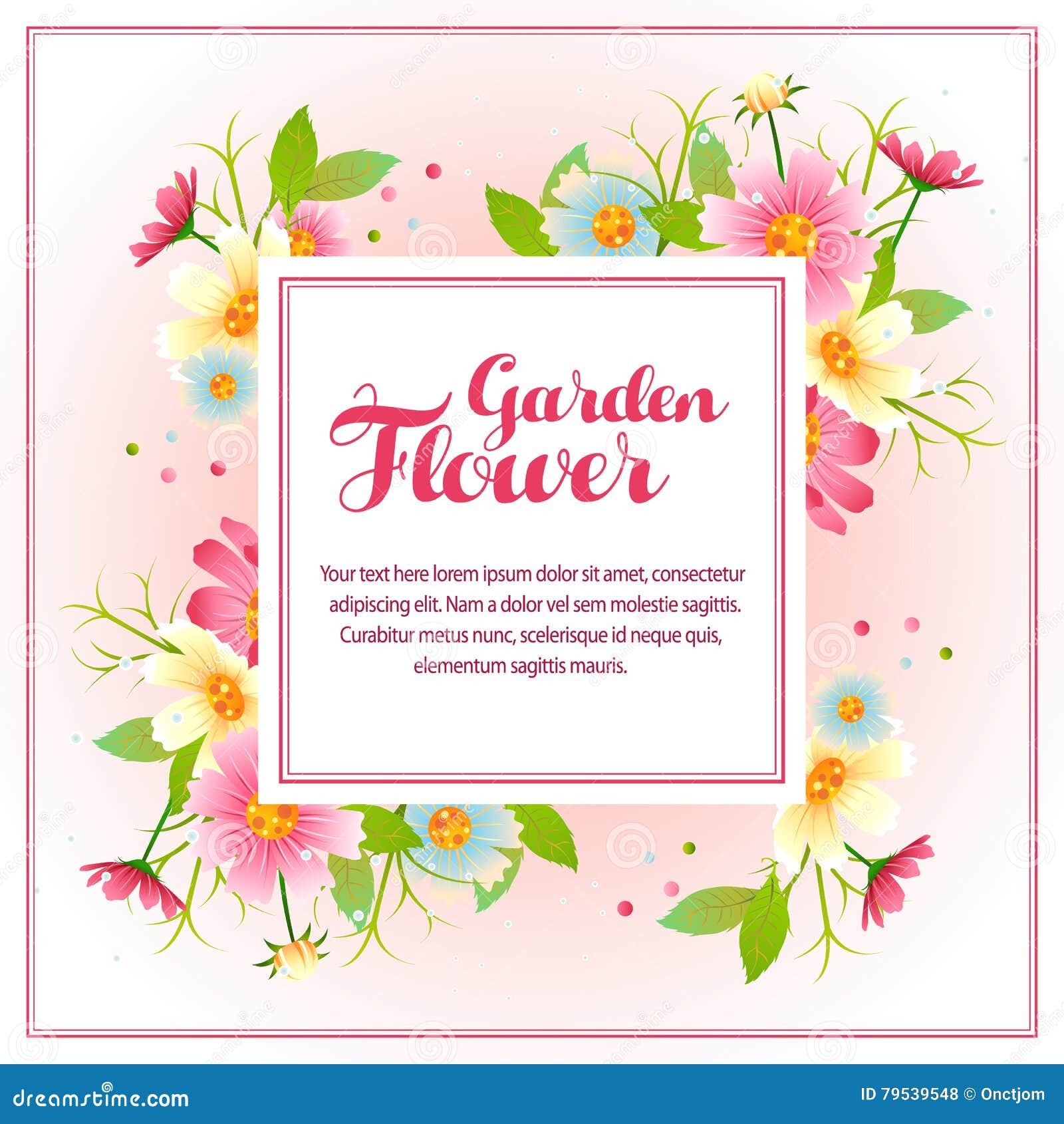 Spring Flower Garden Square Stock Vector - Illustration of element ...
