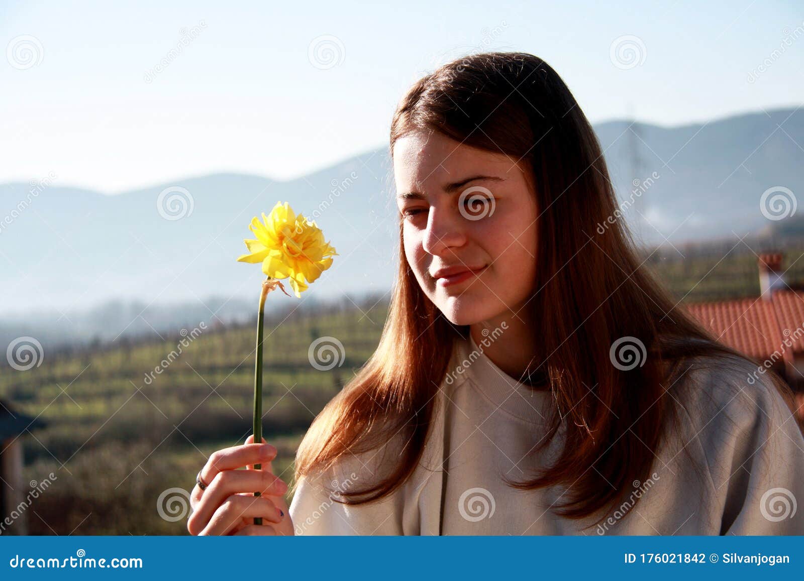 Spring Flower and Spring Girl Stock Photo - Image of realpeople ...