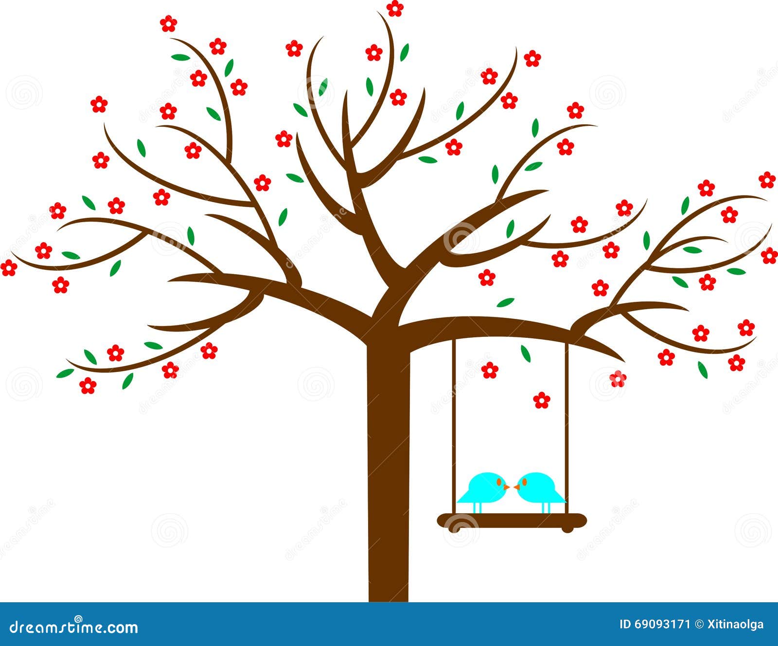 Spring flower love tree stock illustration. Illustration of abstract ...