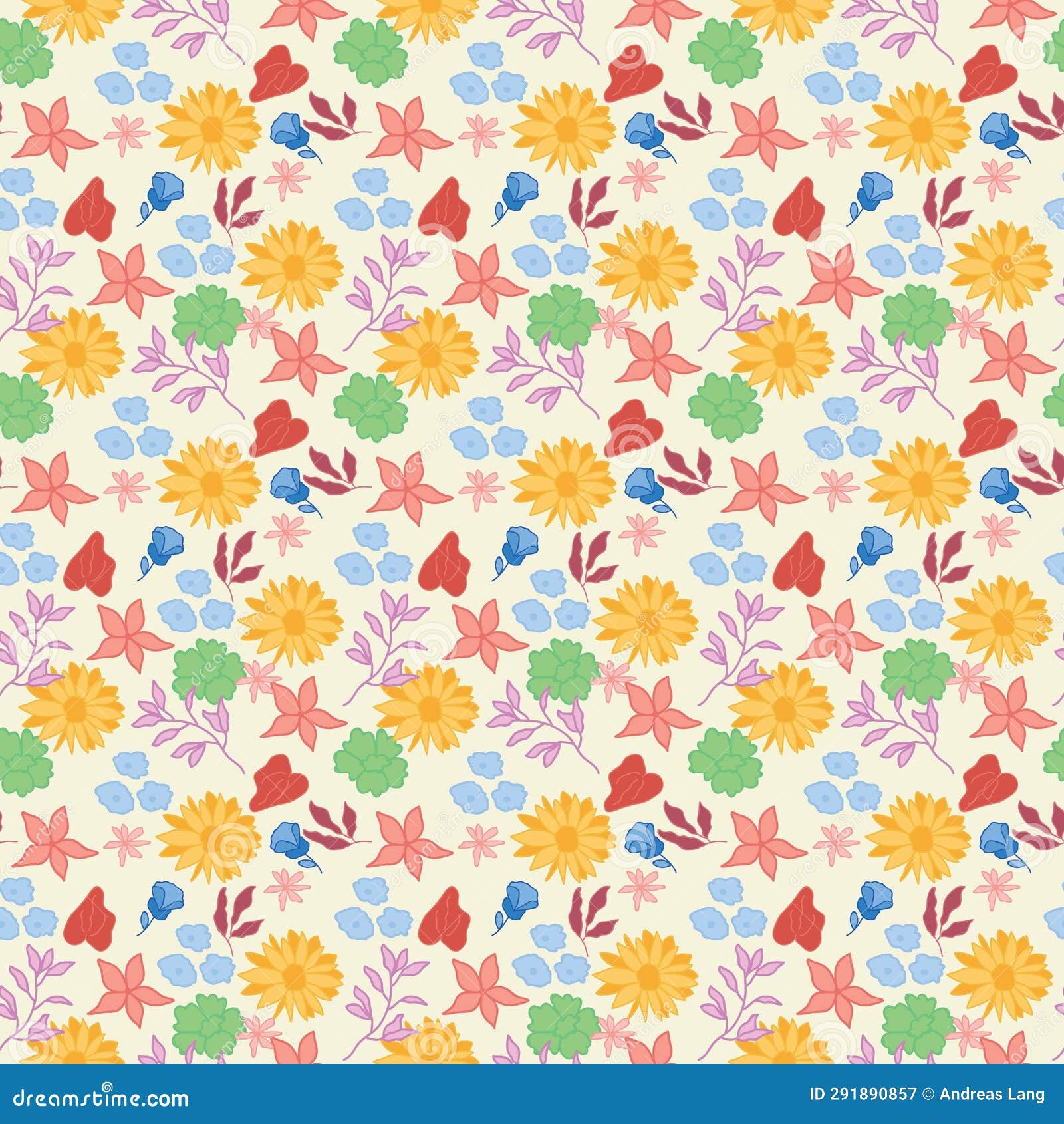 Spring Flower Pattern Floral Garden Background Botanical Abstract Art ...