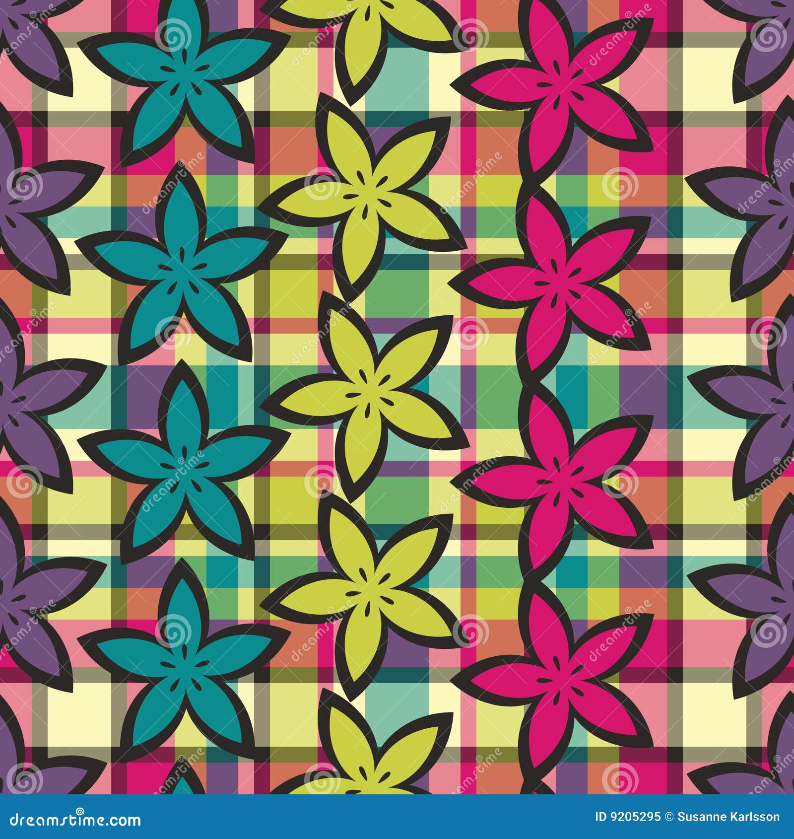 Spring flower plaid stock vector. Illustration of plaid - 9205295