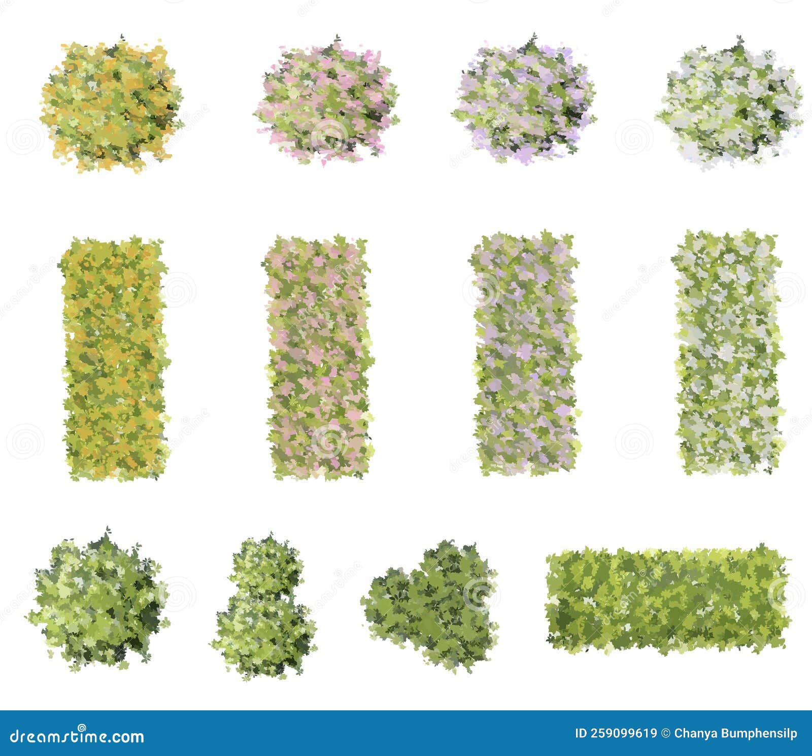 Watercolor Spring Tree Top View for Landscape Stock Vector ...