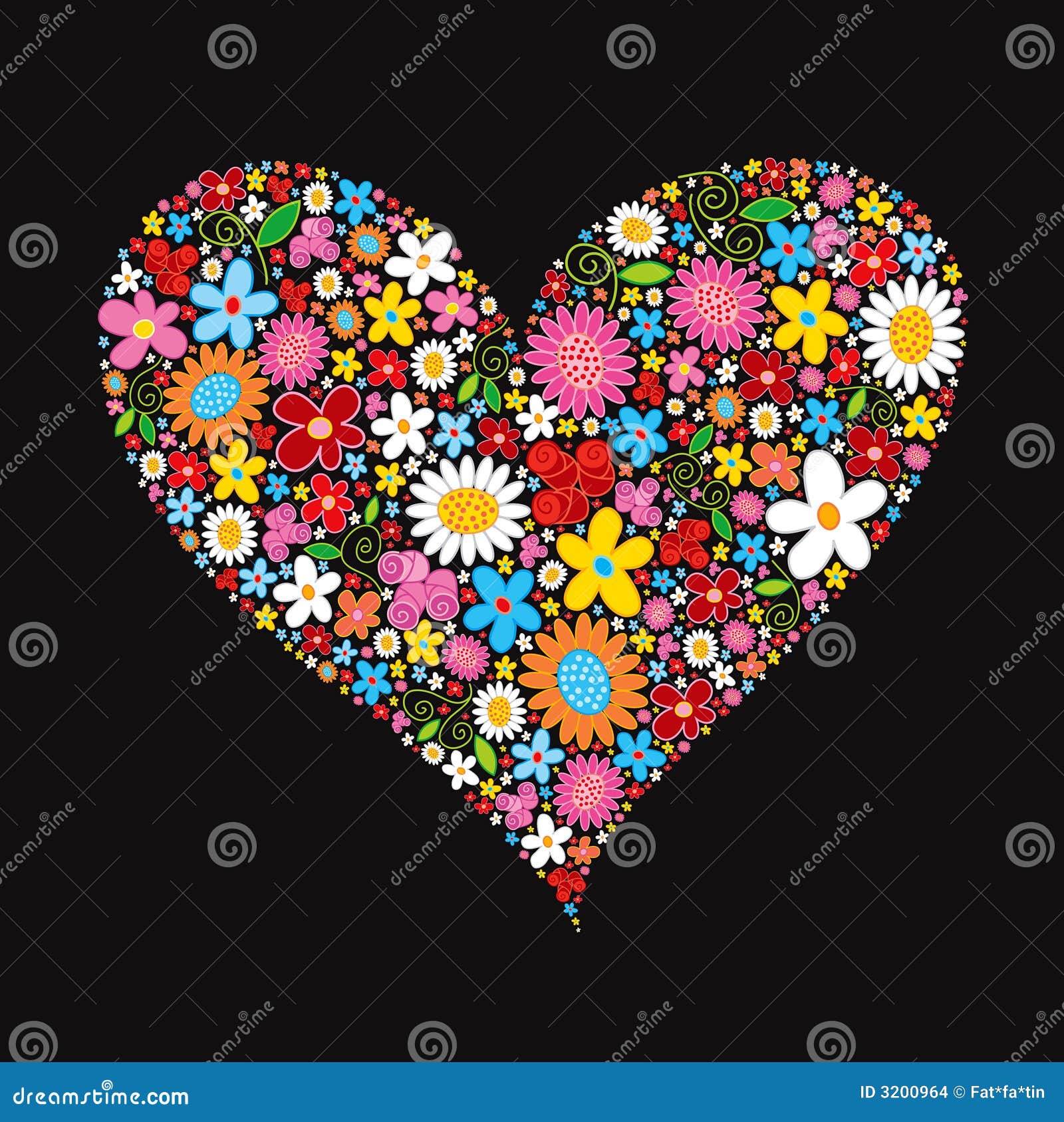 Spring Flower Valentine Heart Stock Vector - Illustration of colorful ...