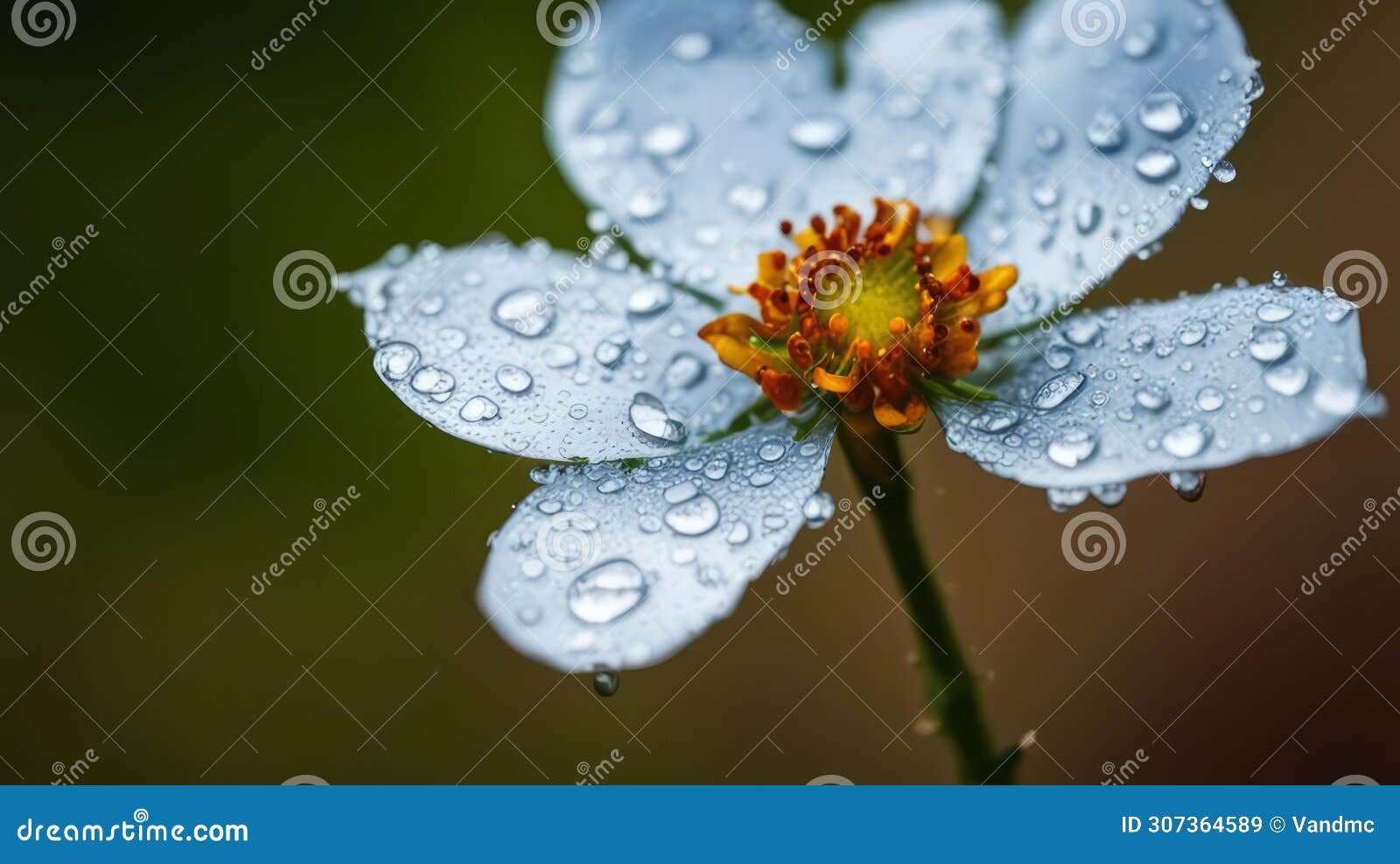A Spring Flower, from Which a Petal Was Torn Off by the Rain. Stock ...