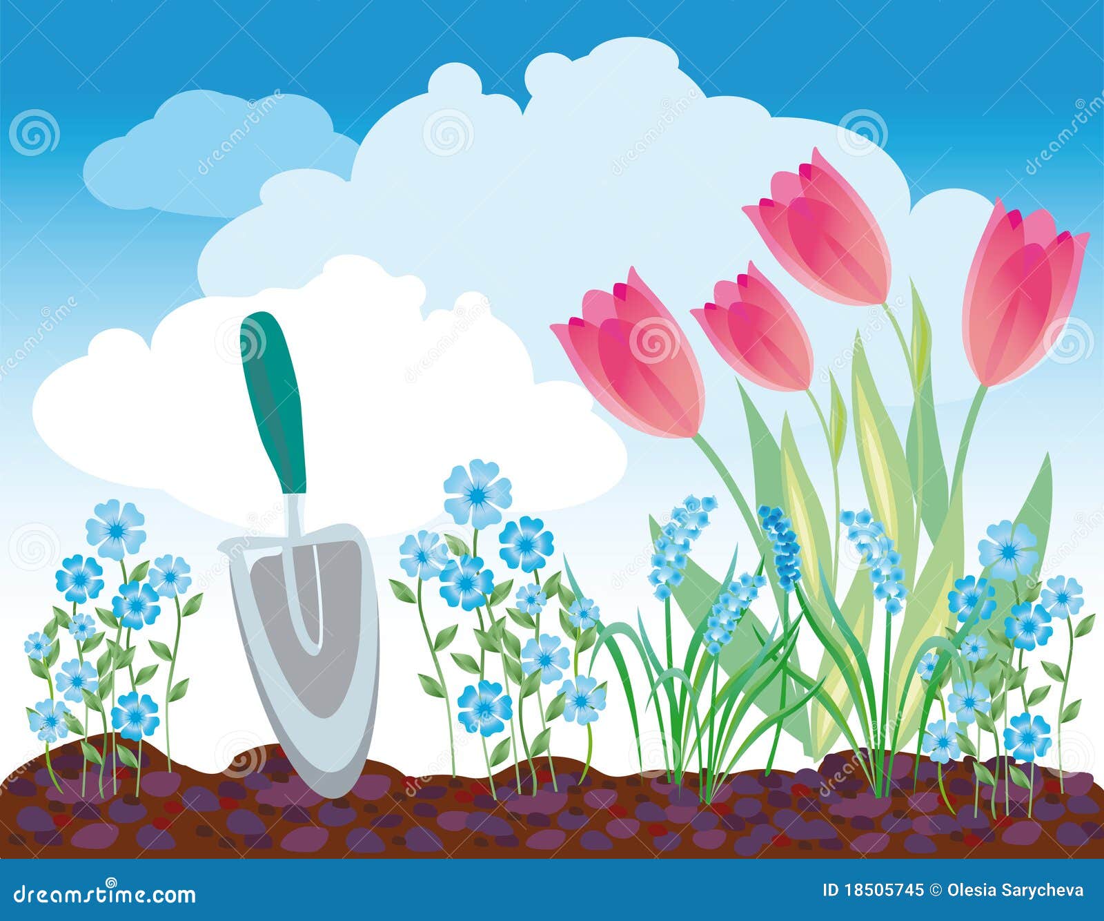 Spring flowerbed stock vector. Illustration of freshness - 18505745