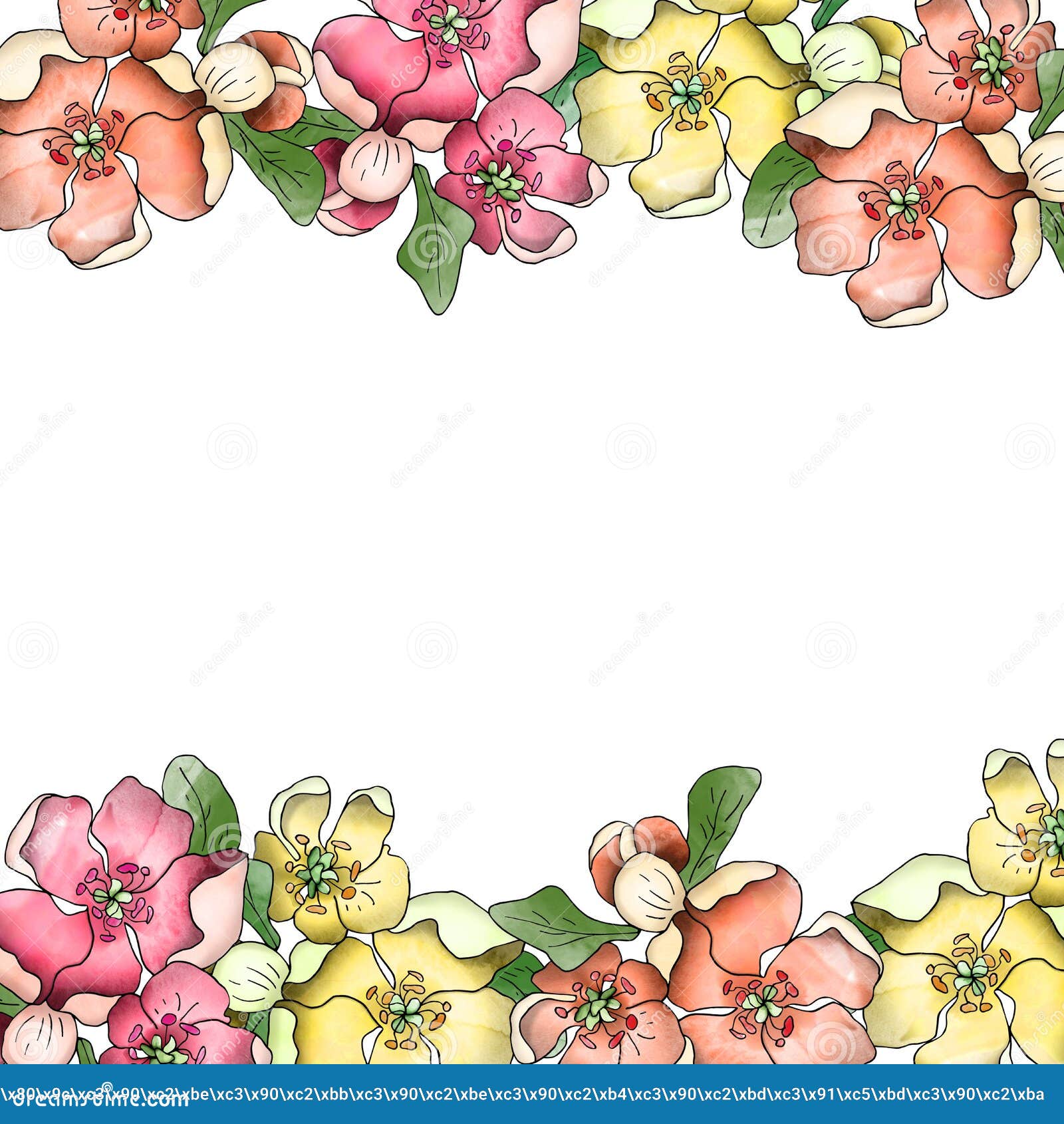 Spring Flowering Apple Tree Template Frame. Stock Illustration ...