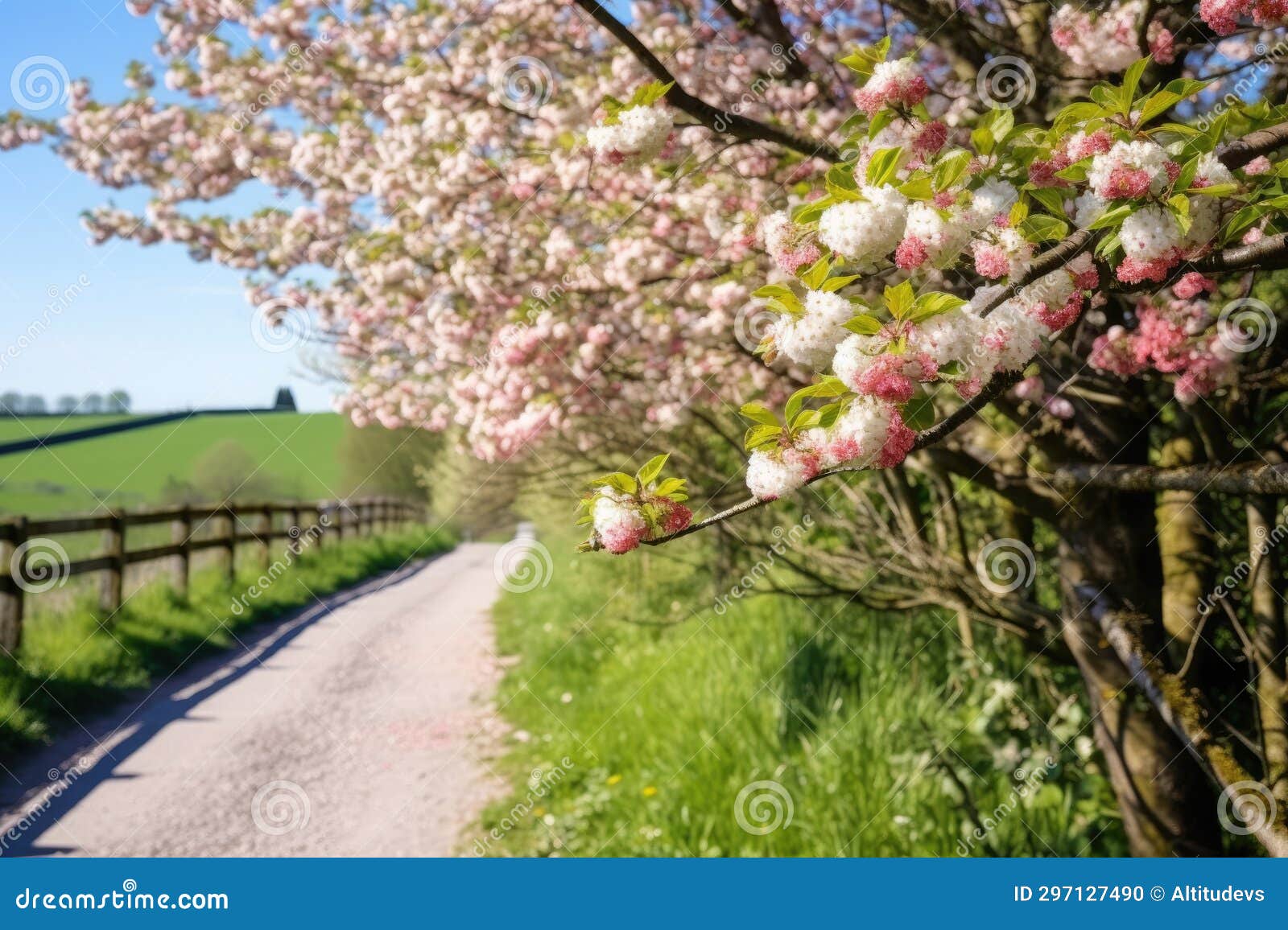 Spring Flowering Tree beside a Cleared Cycling Path Stock Photo - Image ...