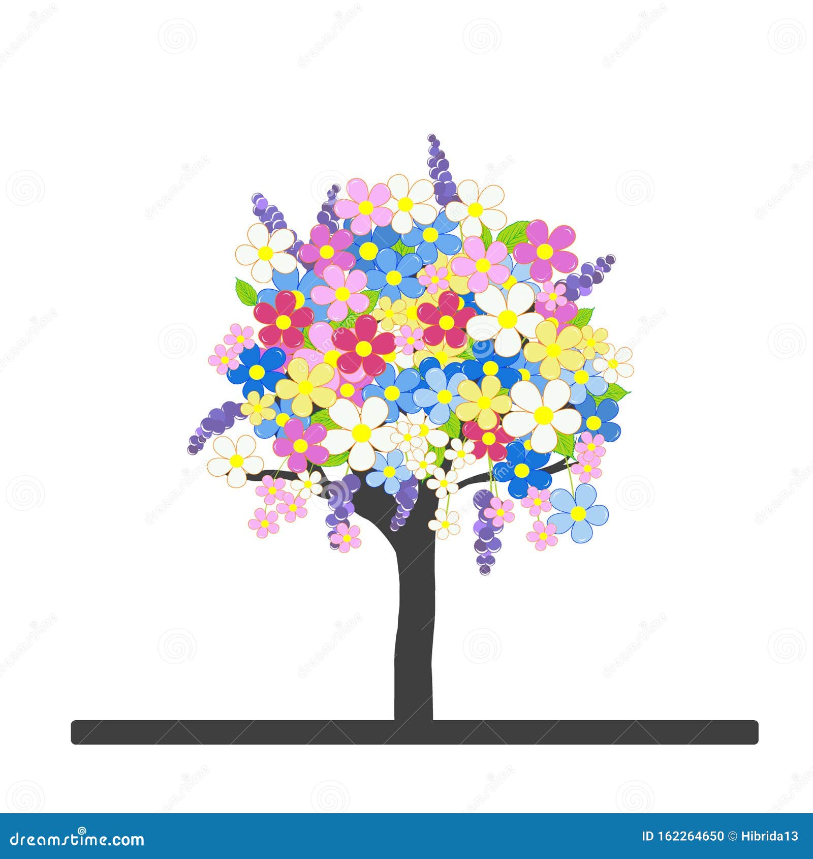Flowering Tree Silhouette Cartoon Vector | CartoonDealer.com #22934345