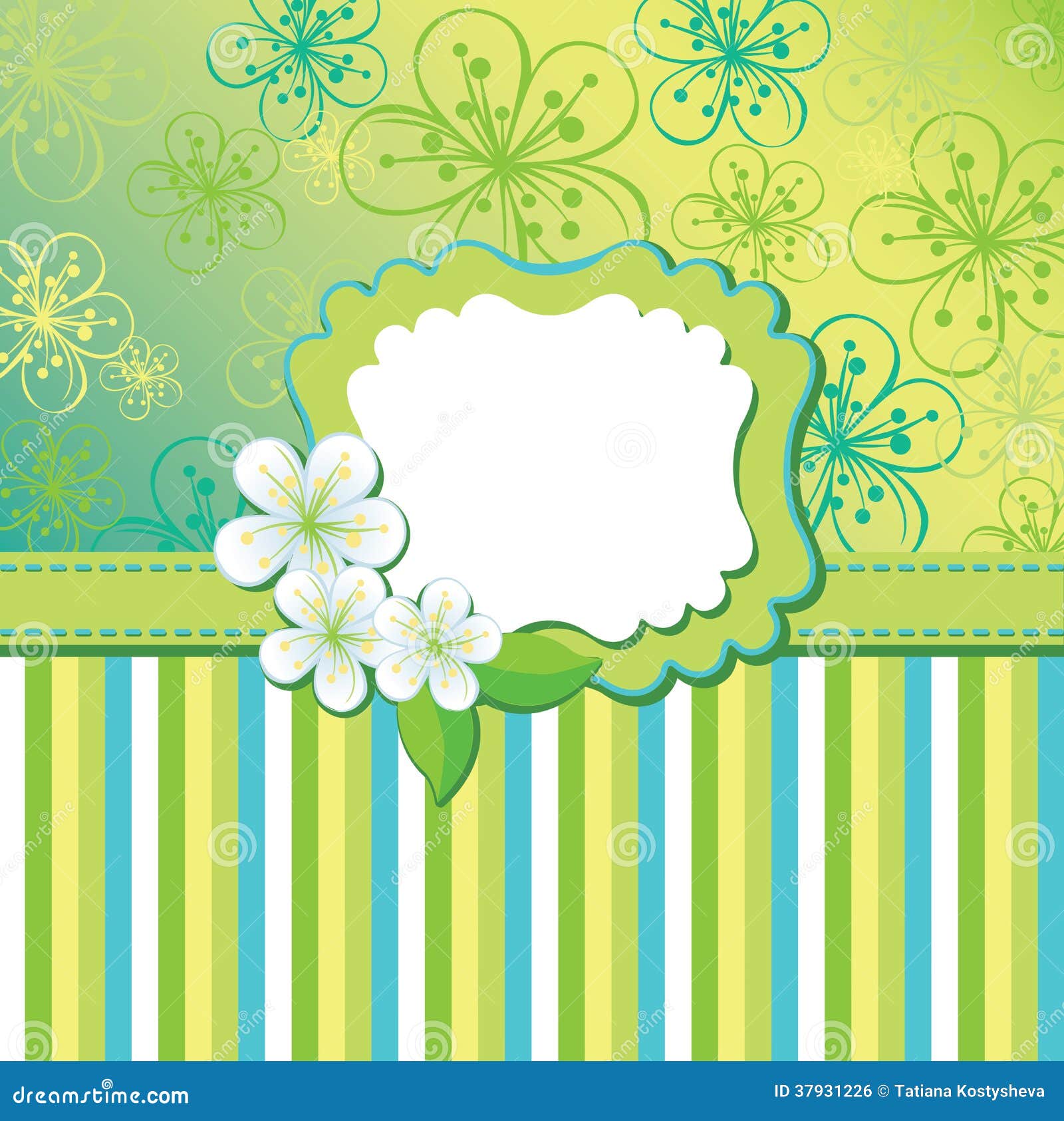 Spring Flowers Background And Strips. Design Templ Stock Vector ...