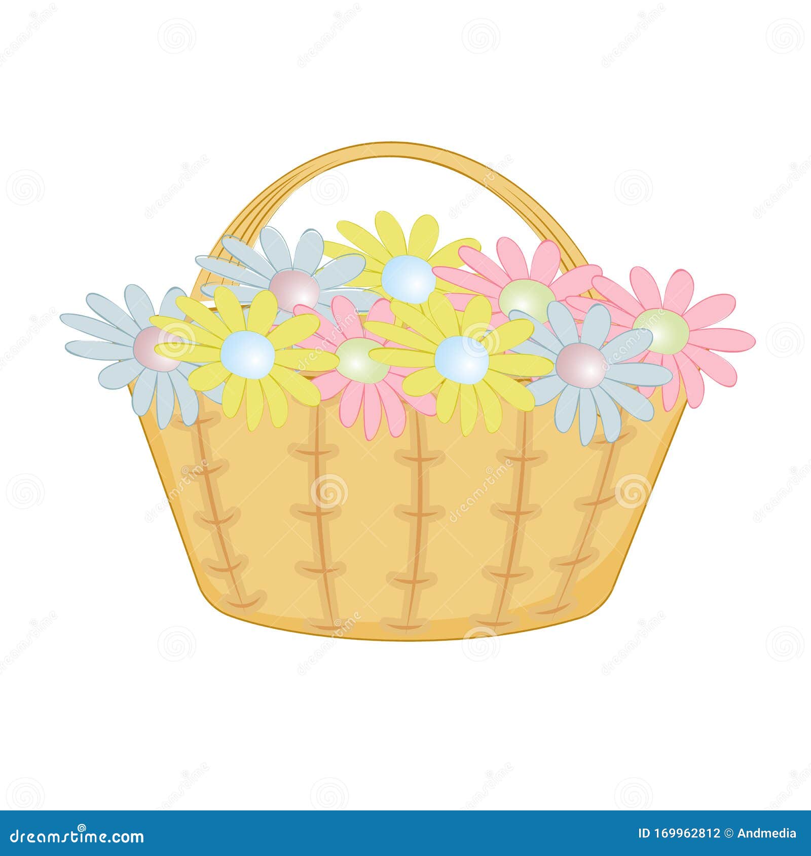 Spring Flowers in a Basket. Vector Illustration Stock Vector ...