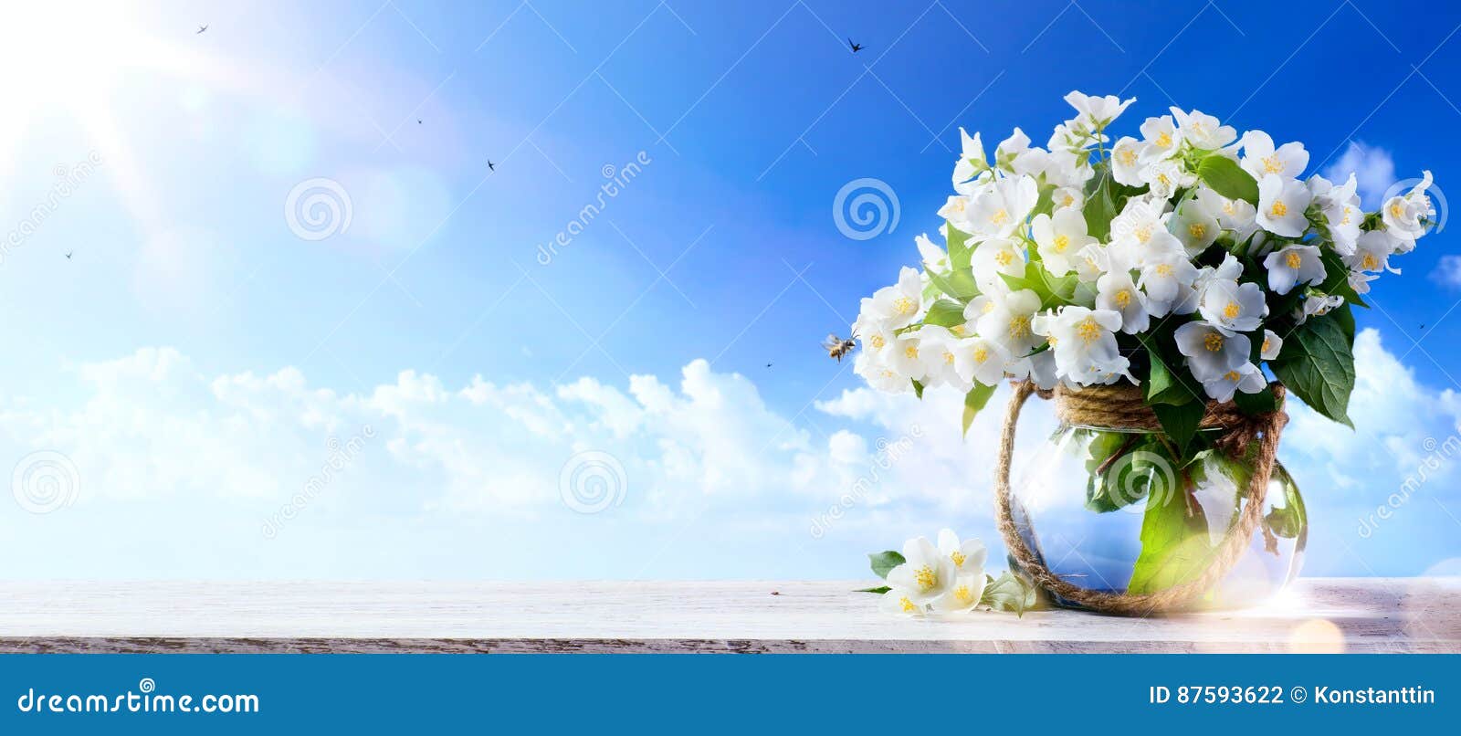 Spring Flowers a Blue Sky Background; Spring or Summer Nature B Stock ...