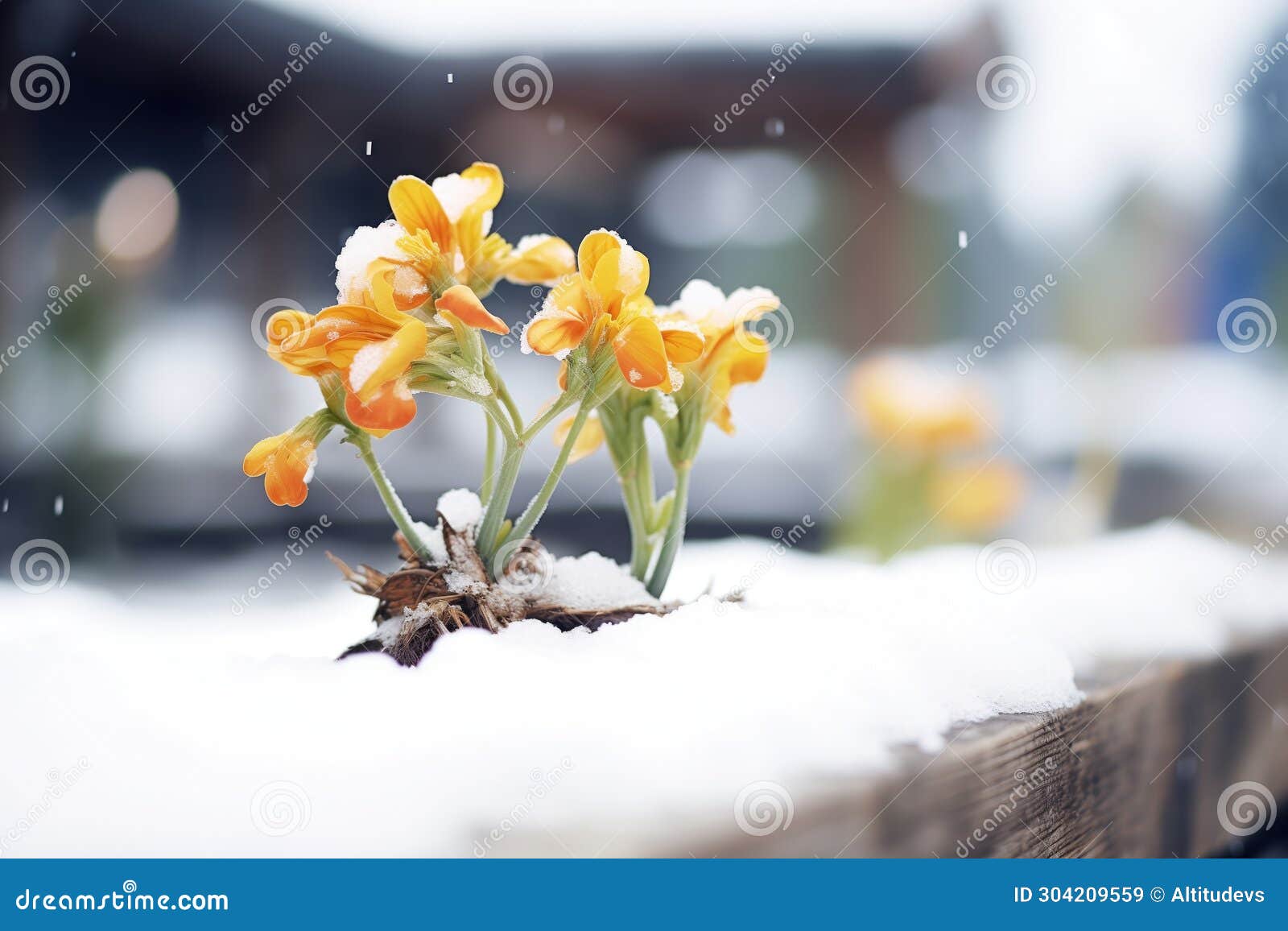 Spring Flowers Budding Amidst Thawing Snow Stock Image - Image of ...