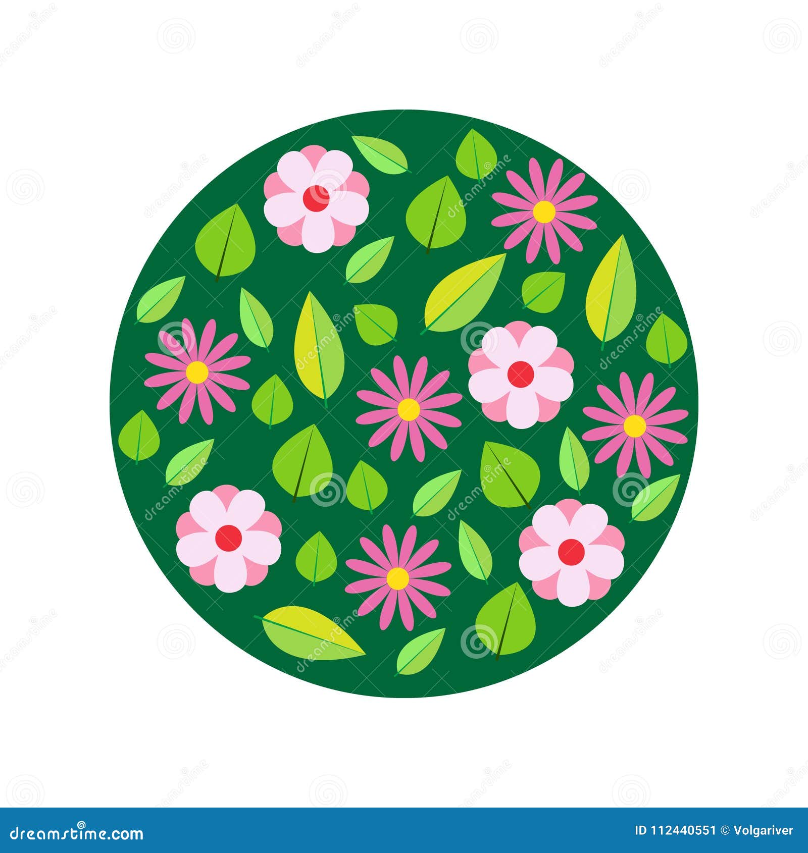 Spring Flowers, Circle Pattern. Vector Illustration. Stock Vector ...