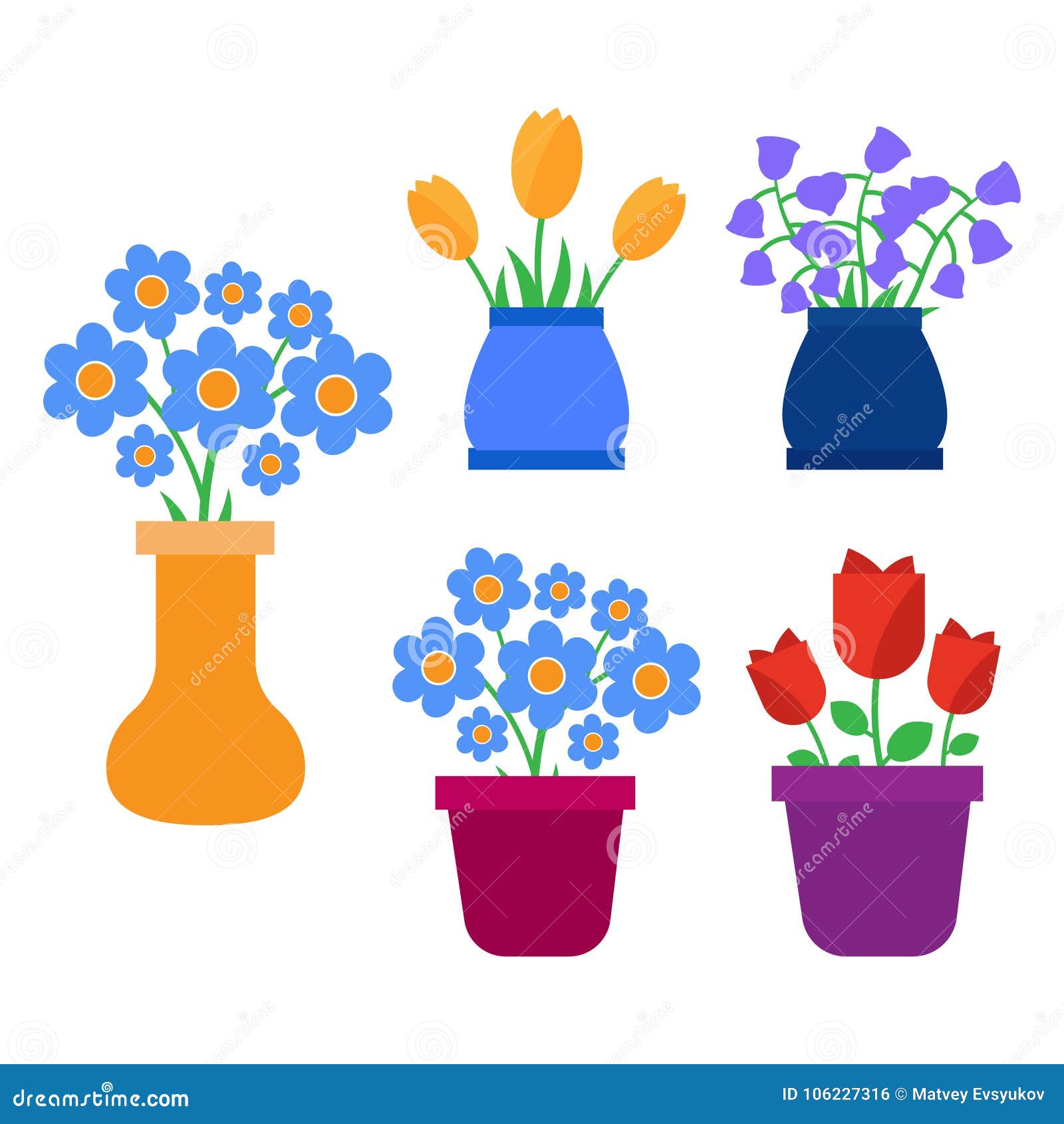 Spring Flowers. Cute Spring Flowers Icons Stock Illustration ...