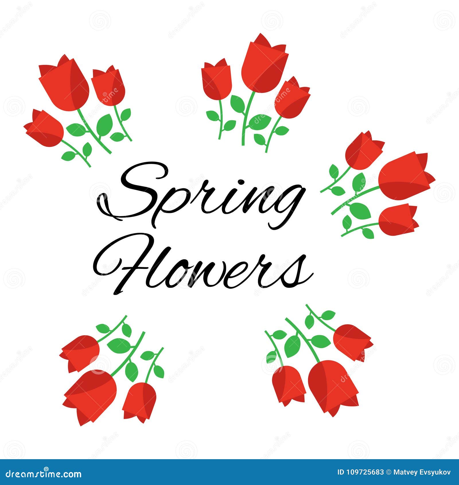 Spring Flowers. Cute Vector Spring Flowers Icons Stock Illustration ...