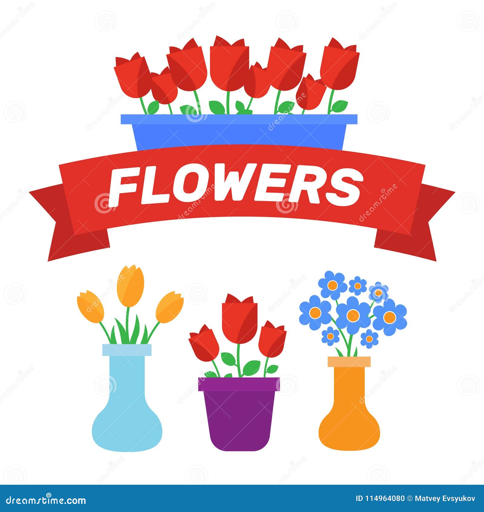 Spring Flowers. Cute Vector Spring Flowers Icons Stock Illustration ...