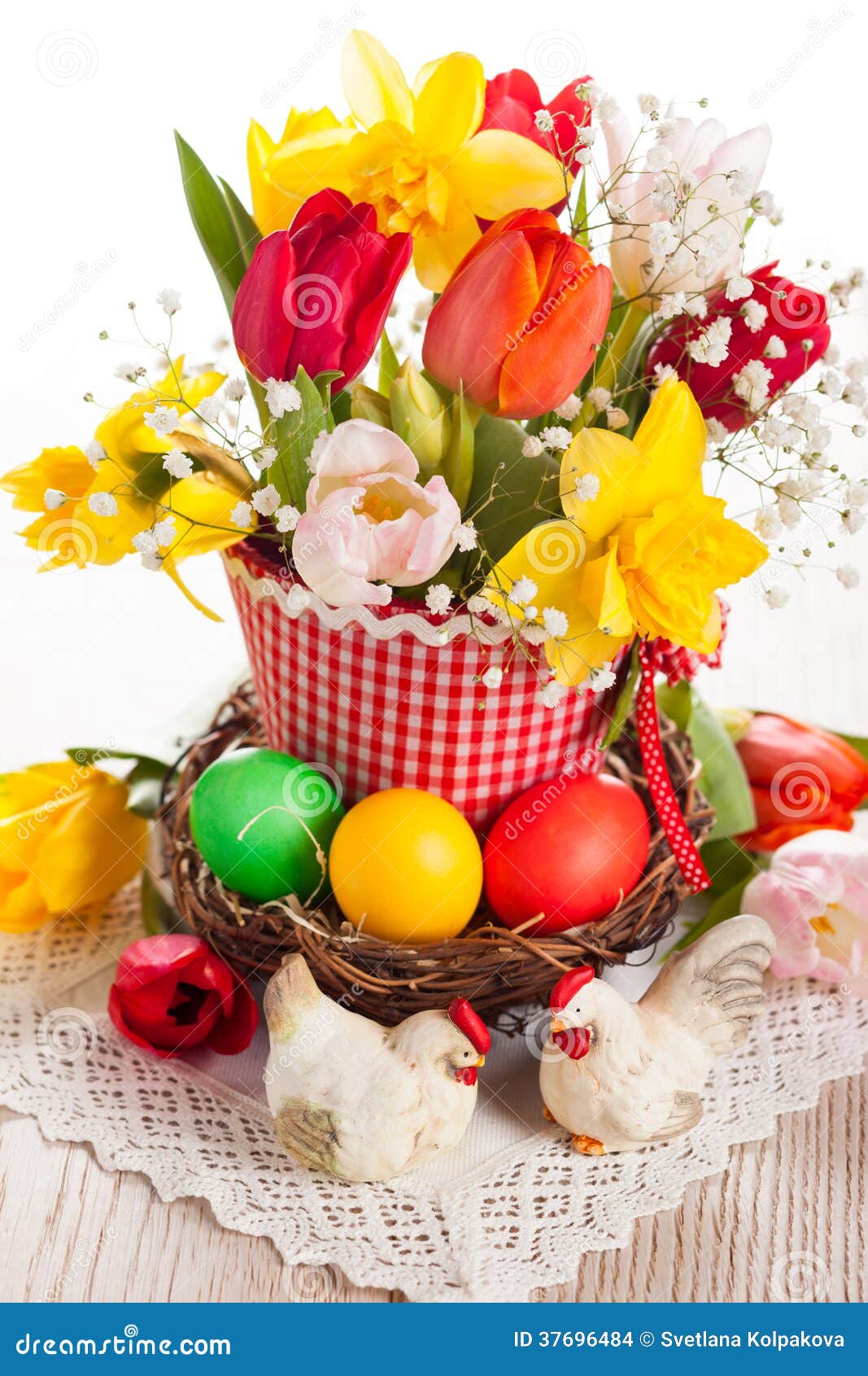 Spring Flowers and Easter Eggs Stock Photo - Image of decorative ...