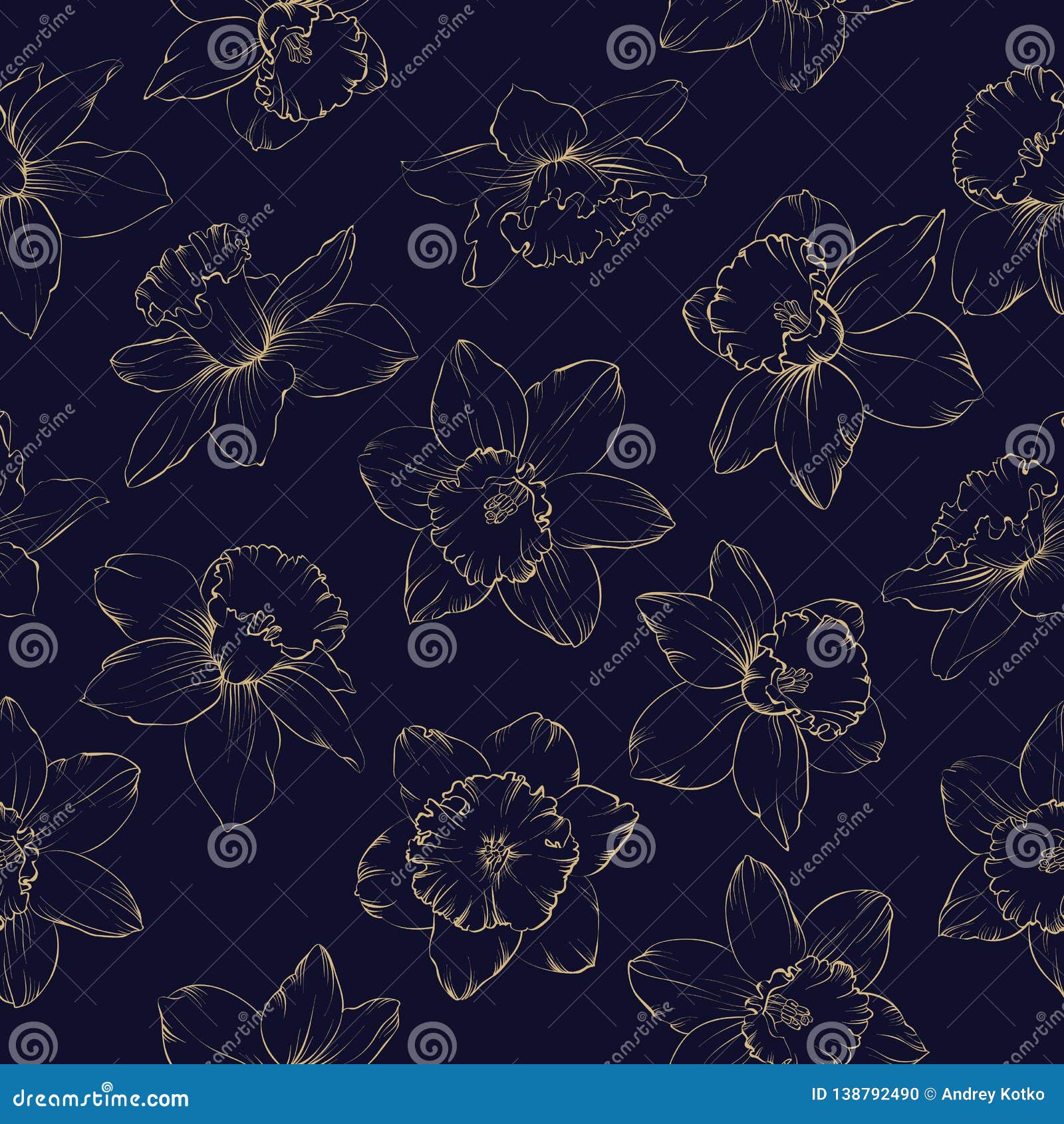 Spring Flowers Fabric Seamless Pattern Stock Vector - Illustration of ...