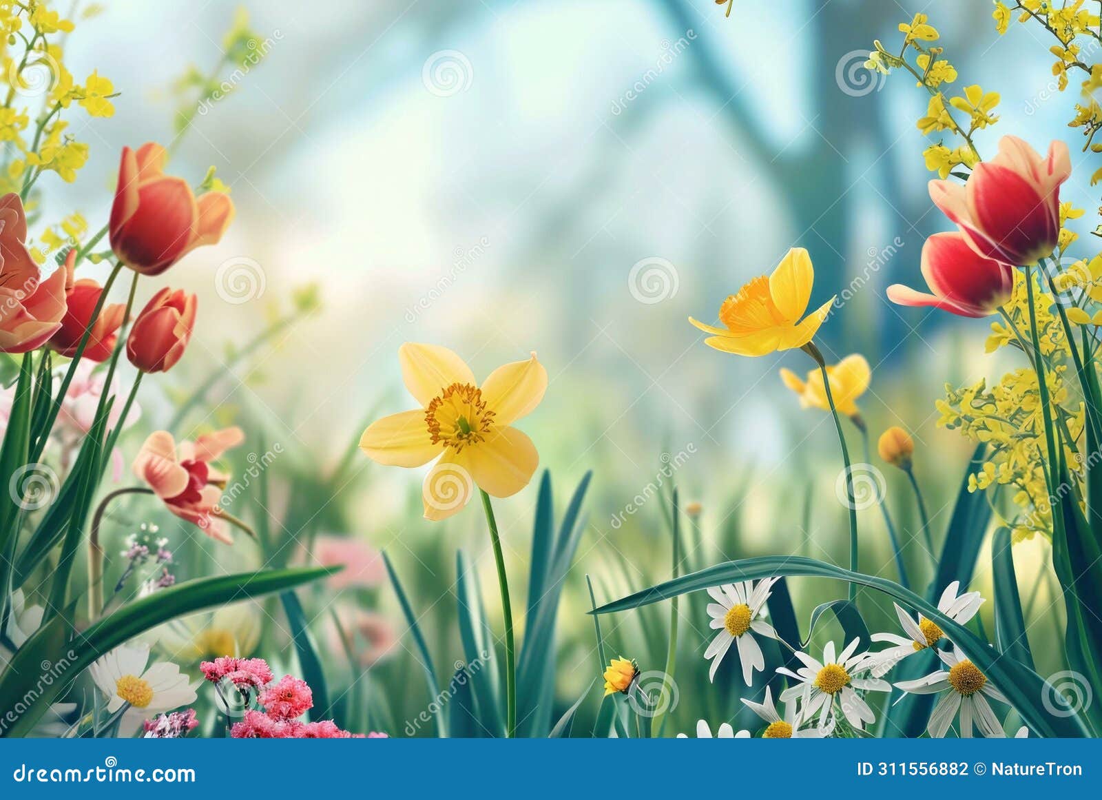 Spring Flowers in the Field Spring Flowers and Butterflies Spring ...
