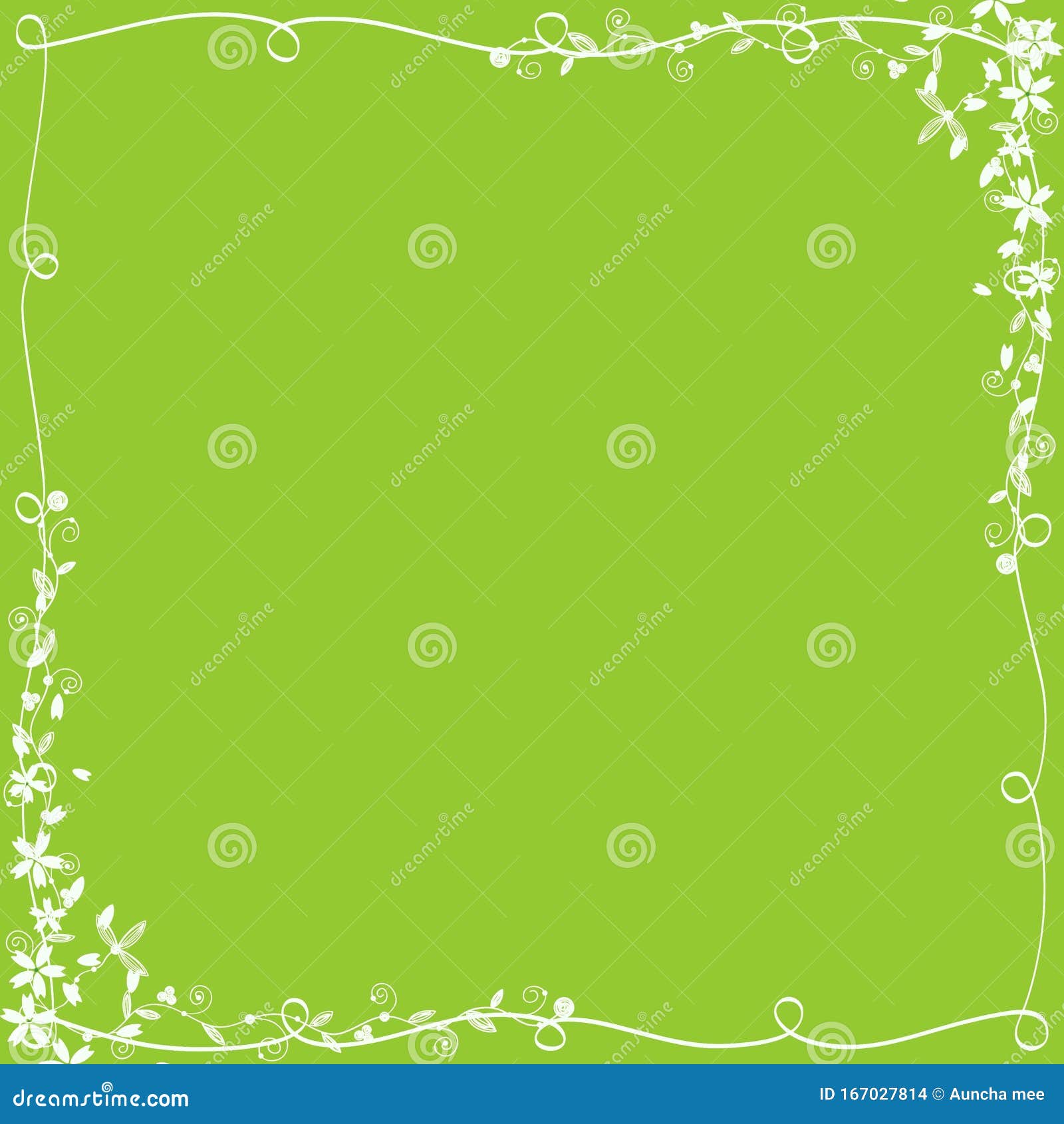 Spring Flowers Frame Or Border On Green Background. Stock Illustration ...