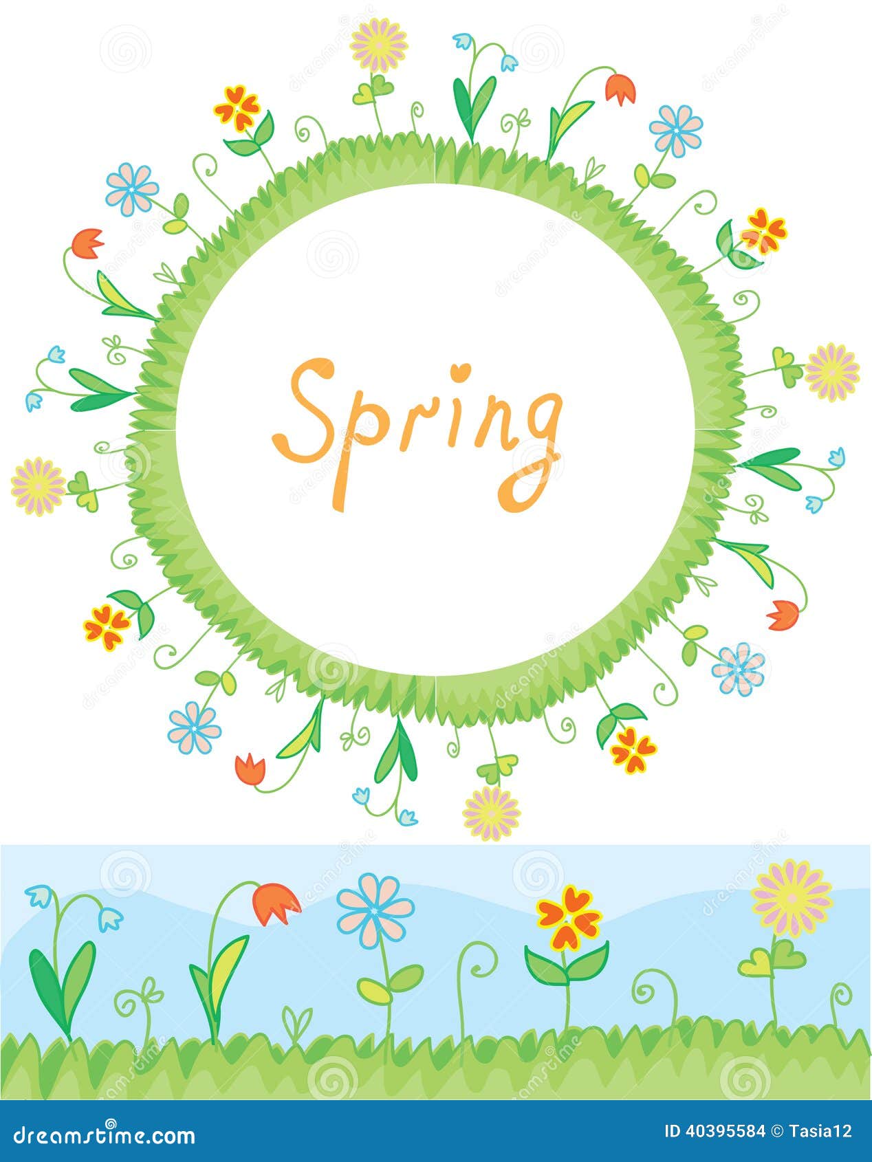 Spring Flowers Frame and Border Stock Vector - Illustration of birthday ...