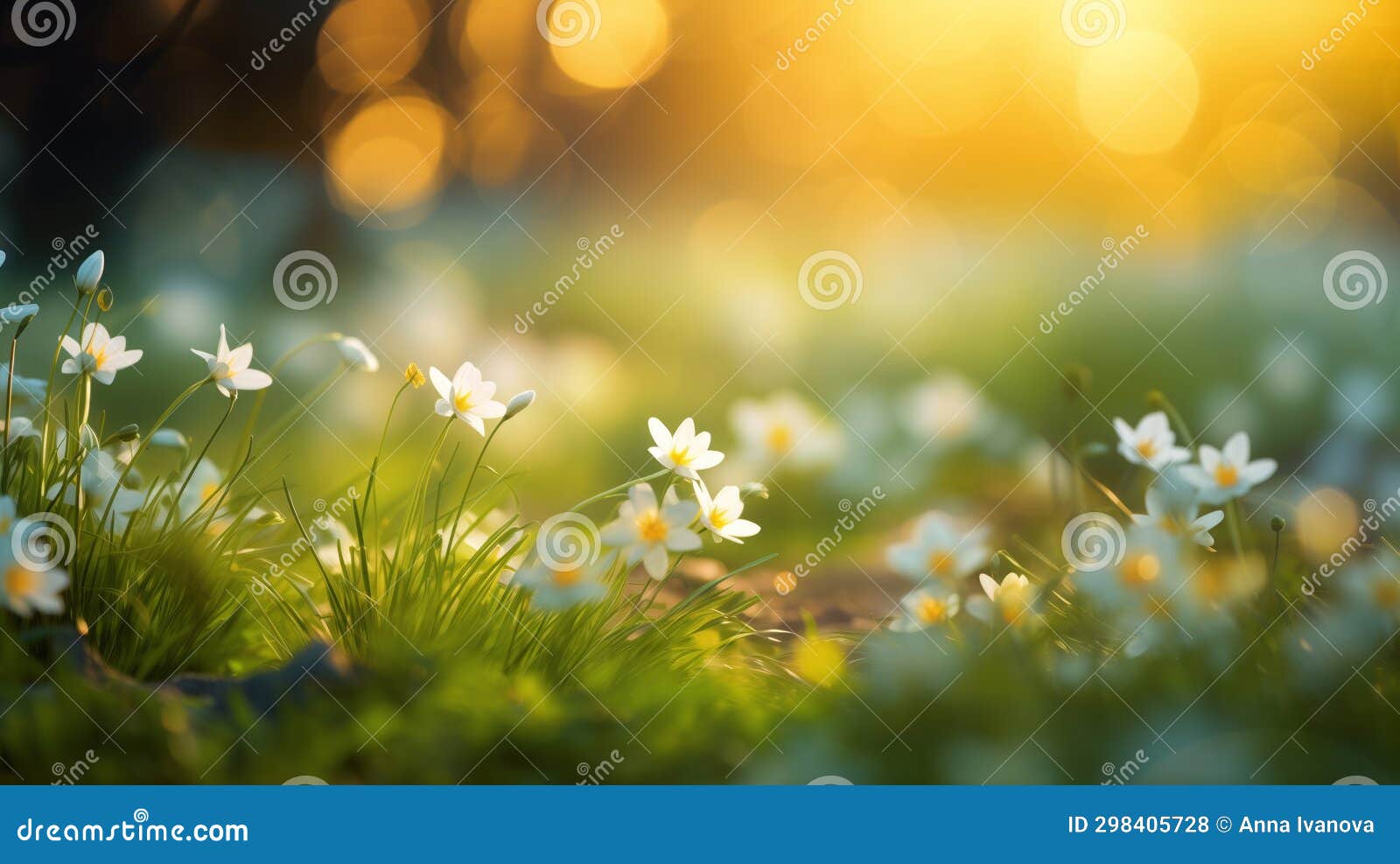Spring Flowers Grass Plants Nature, Spring Macro Background Stock ...
