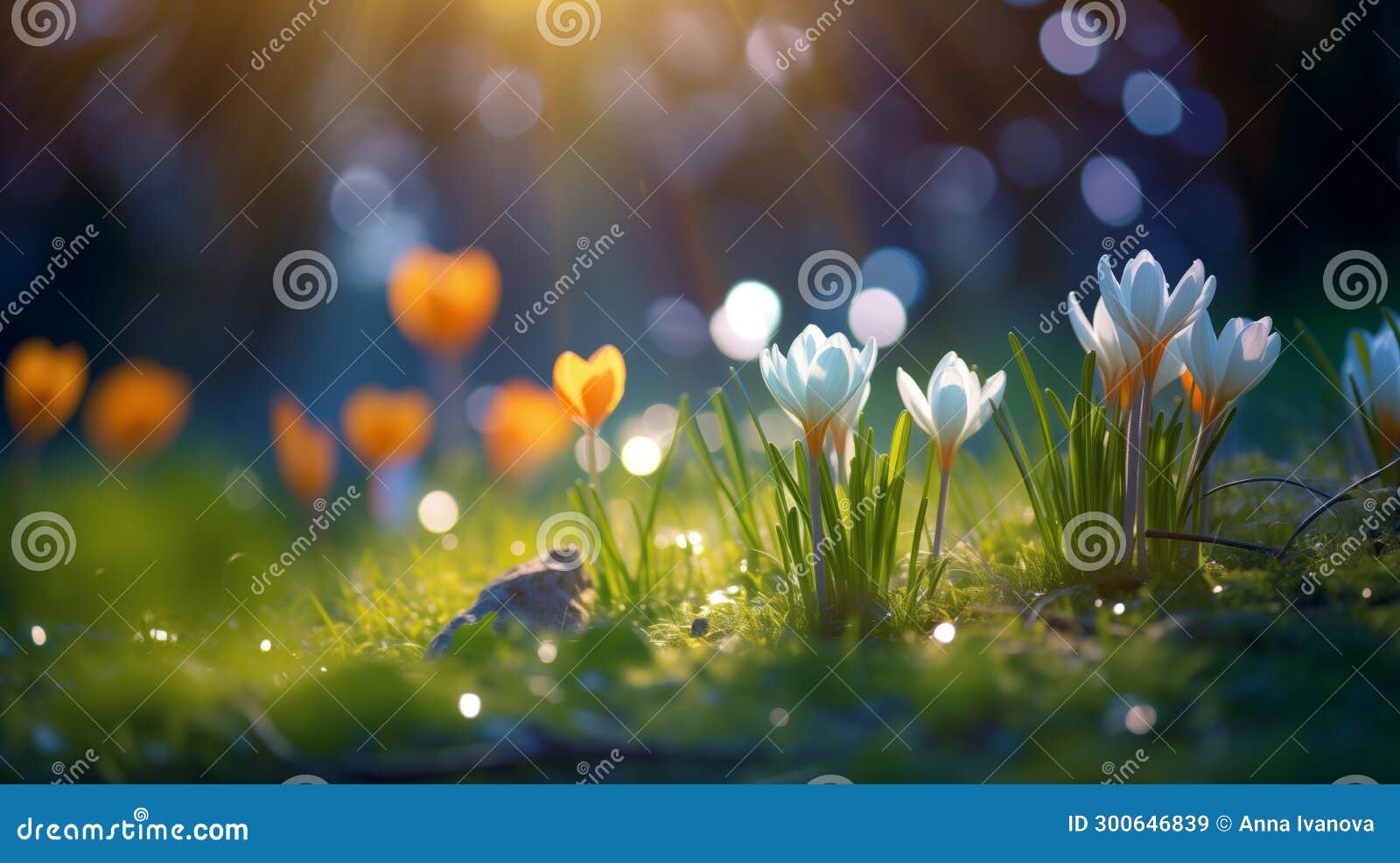 Spring Flowers Grass Plants Nature, Spring Macro Background Stock Image ...