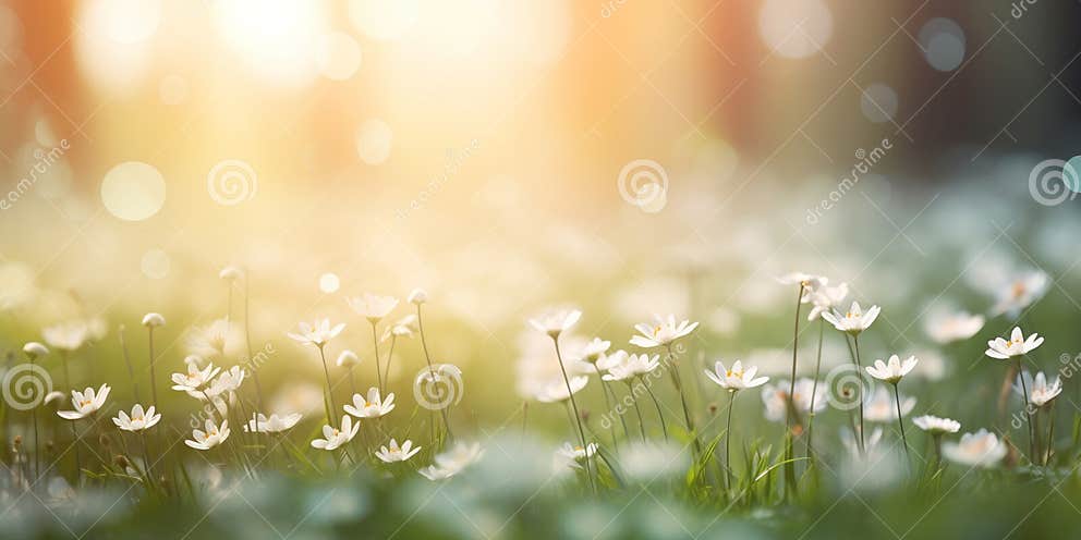 Spring Flowers Grass Plants Nature, Spring Macro Background Stock ...