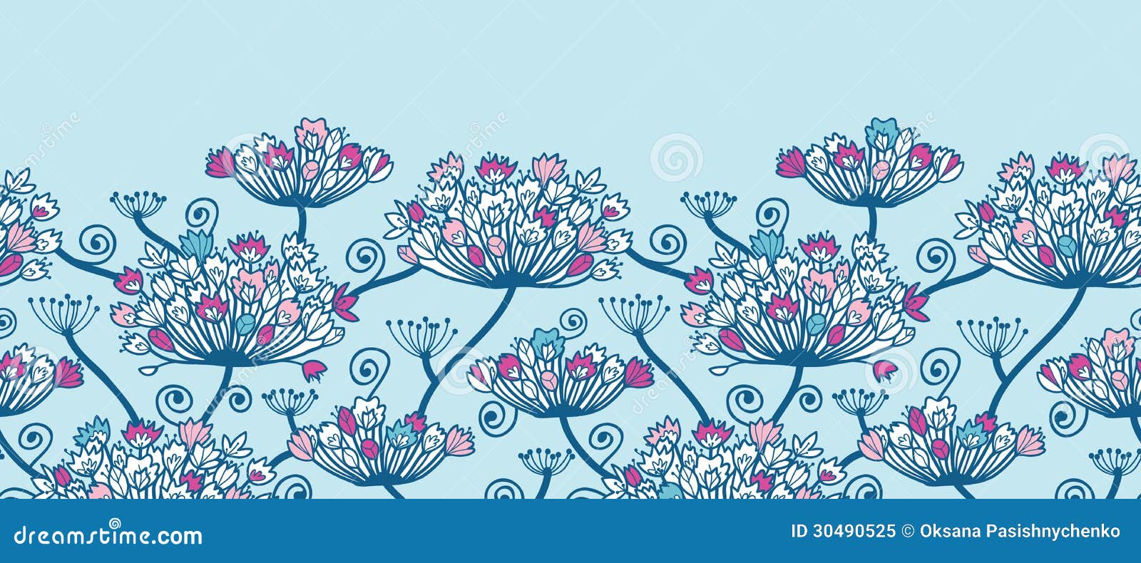 Spring Flowers Horizontal Border Seamless Pattern Stock Vector ...