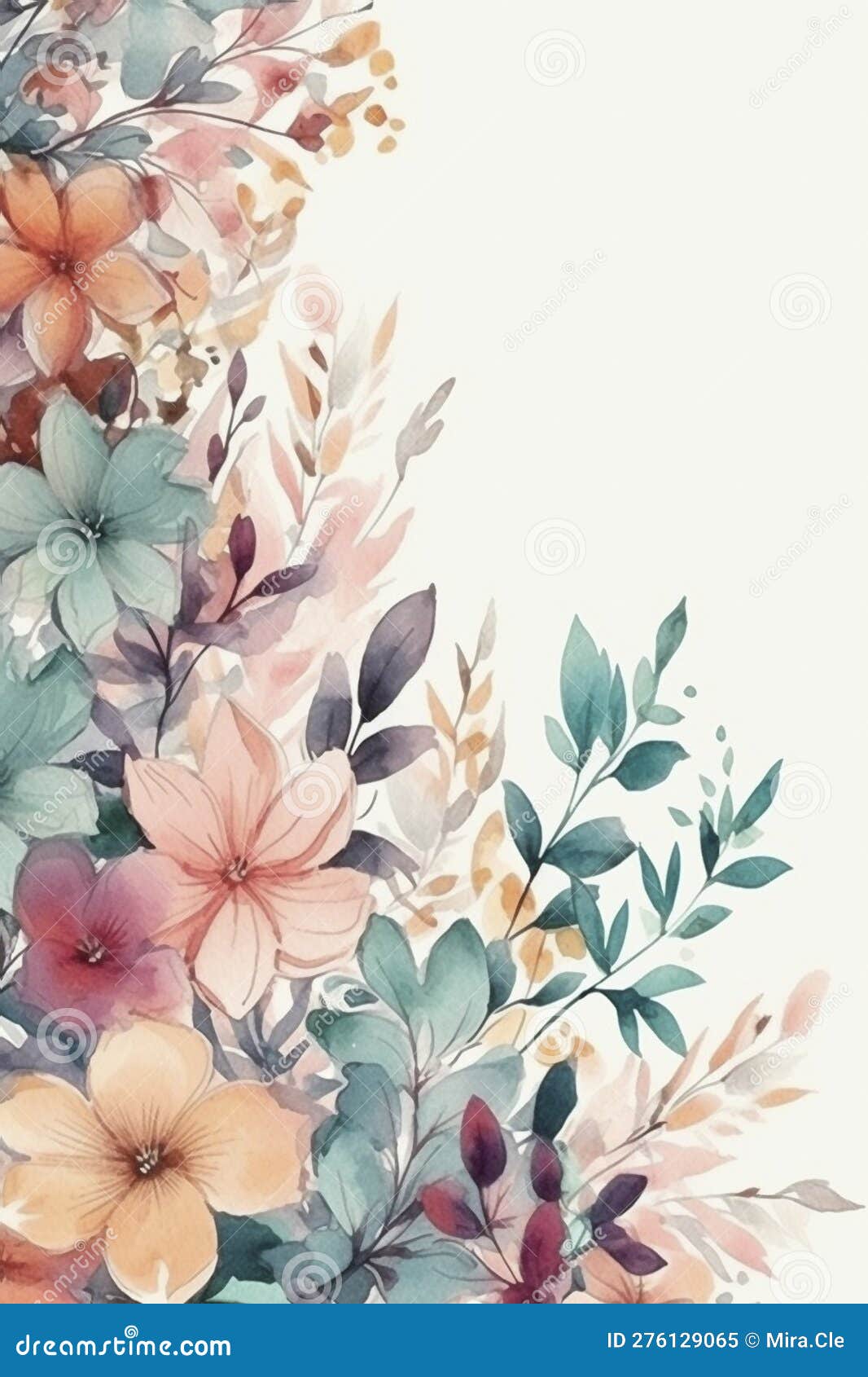 Spring Flowers and Leaves Border Rectangle, Created with Generative AI ...