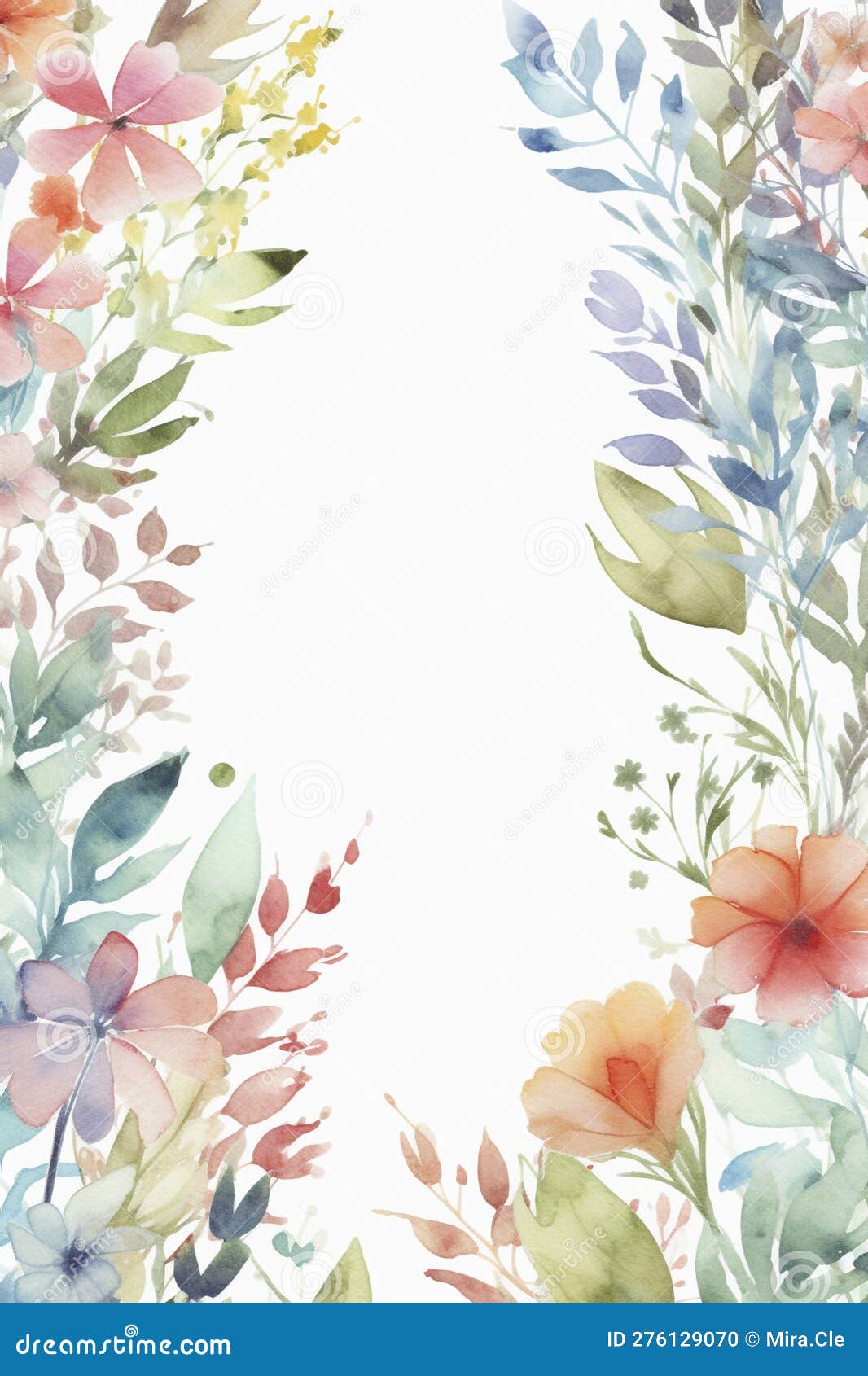 Spring Flowers and Leaves Border Rectangle, Created with Generative AI ...
