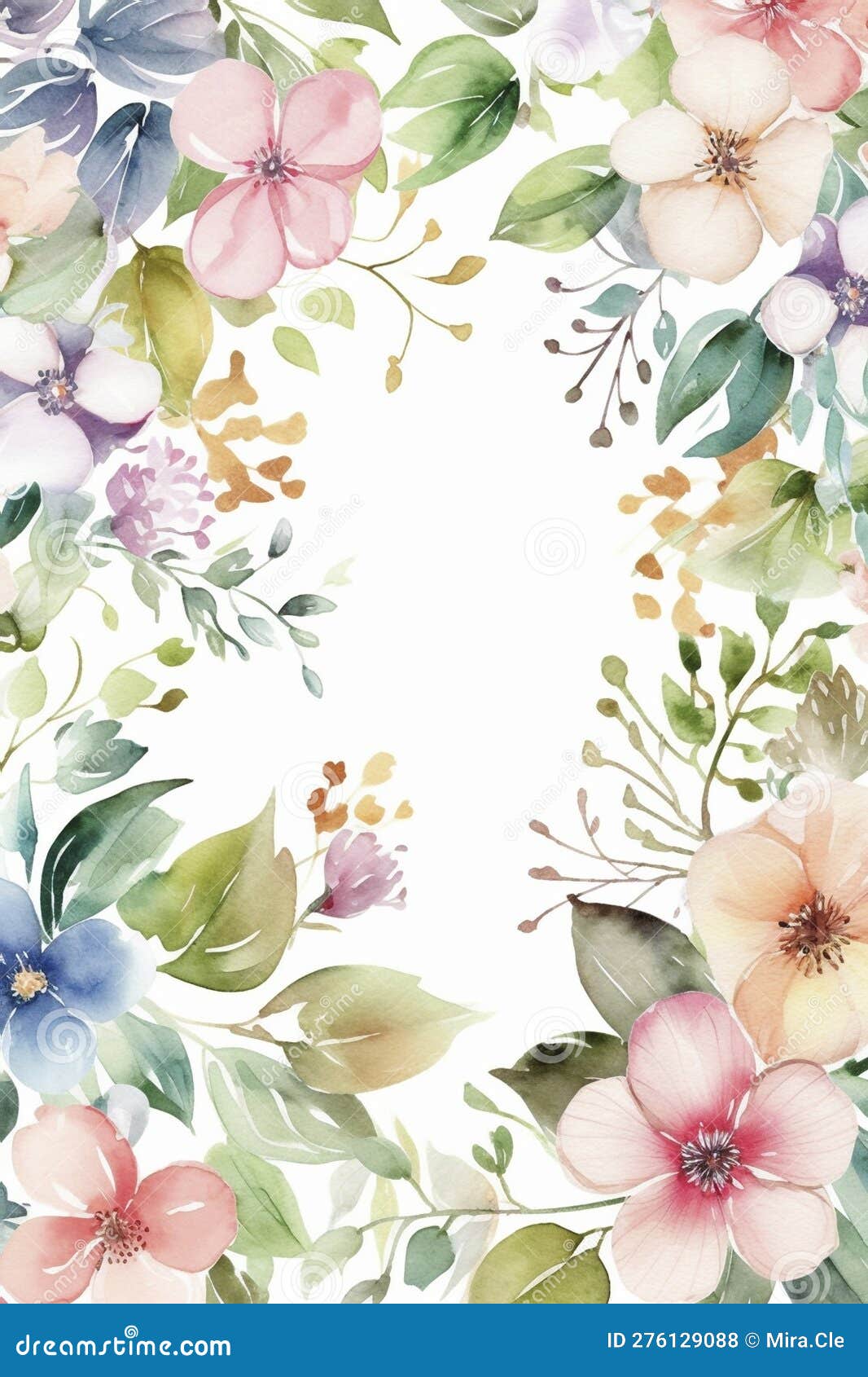 Spring Flowers and Leaves Border Rectangle, Created with Generative AI ...