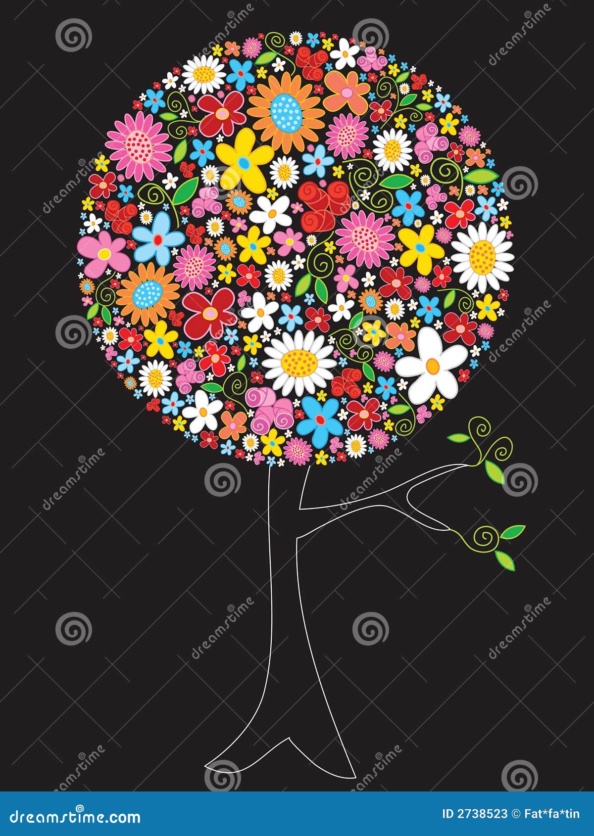 Spring flowers pop tree stock vector. Illustration of black - 2738523