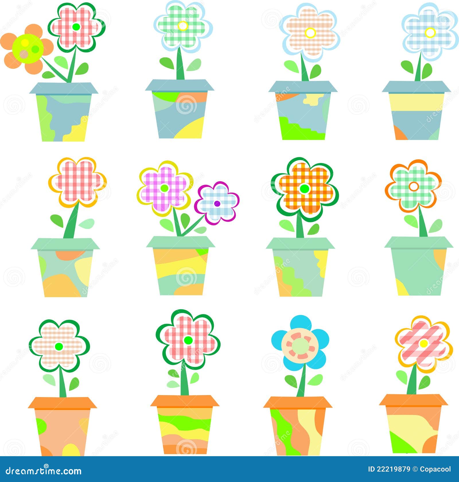 Spring Flowers in Pots Isolated on White Stock Vector - Illustration of ...