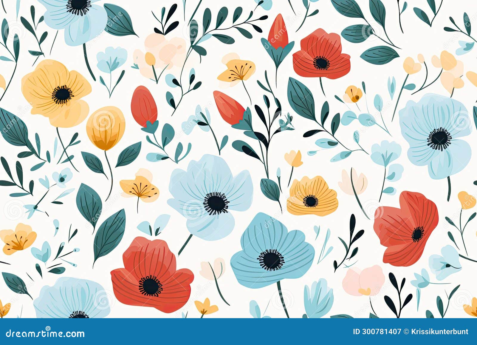Spring Flowers Seamless Pattern AI Generated Stock Illustration ...