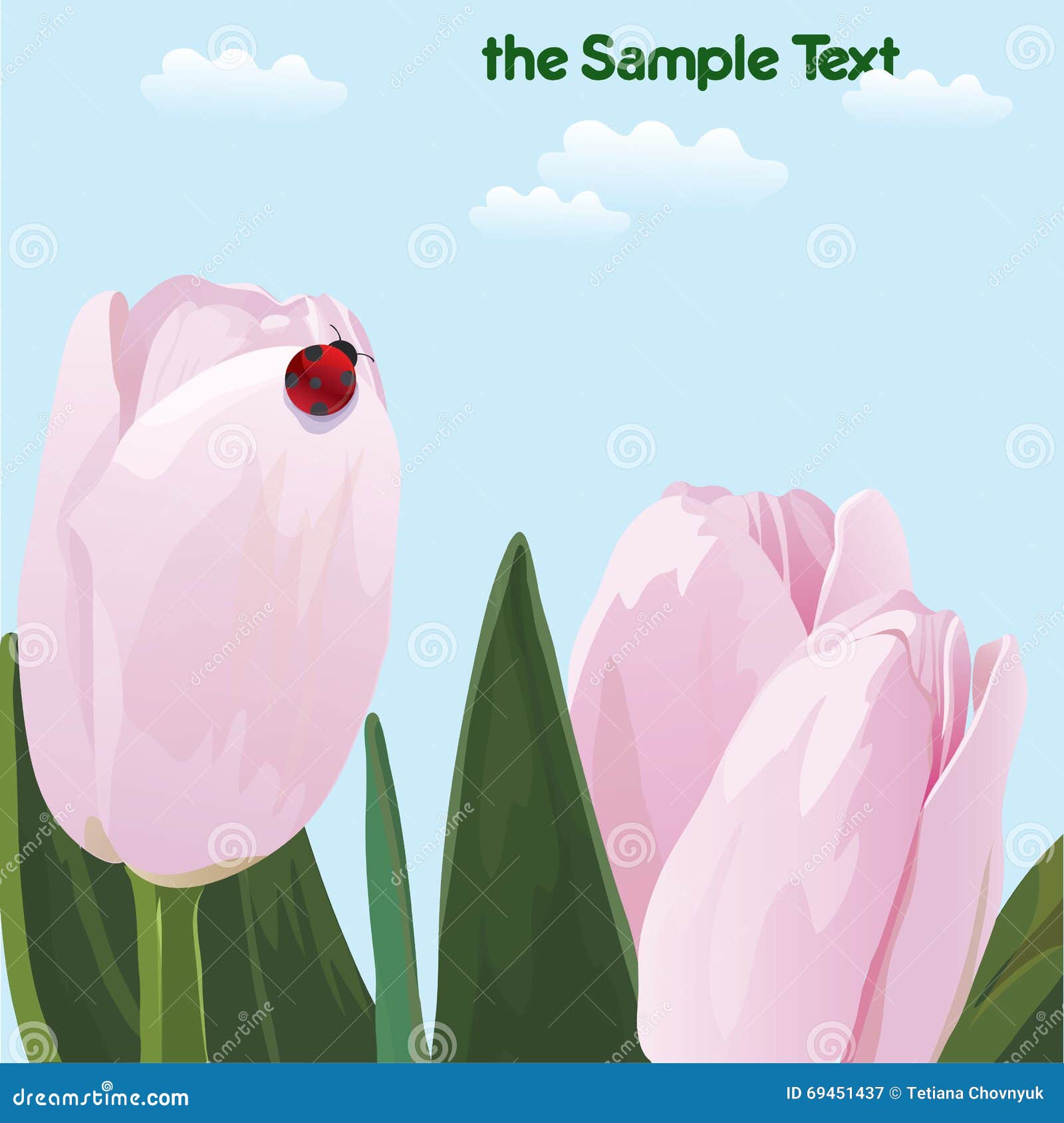 Spring flowers stock vector. Illustration of tulip, text - 69451437