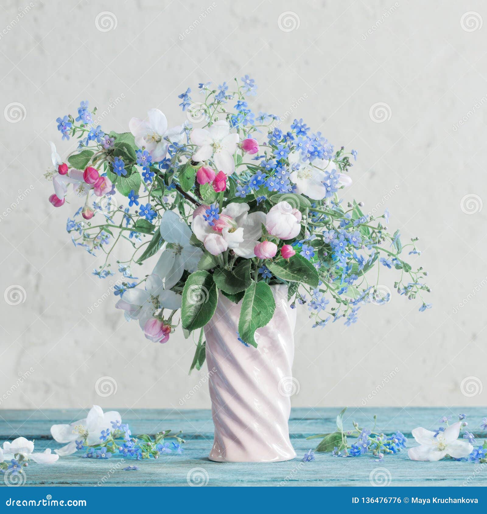 Flowers in Vase on White Background Stock Photo - Image of gift ...