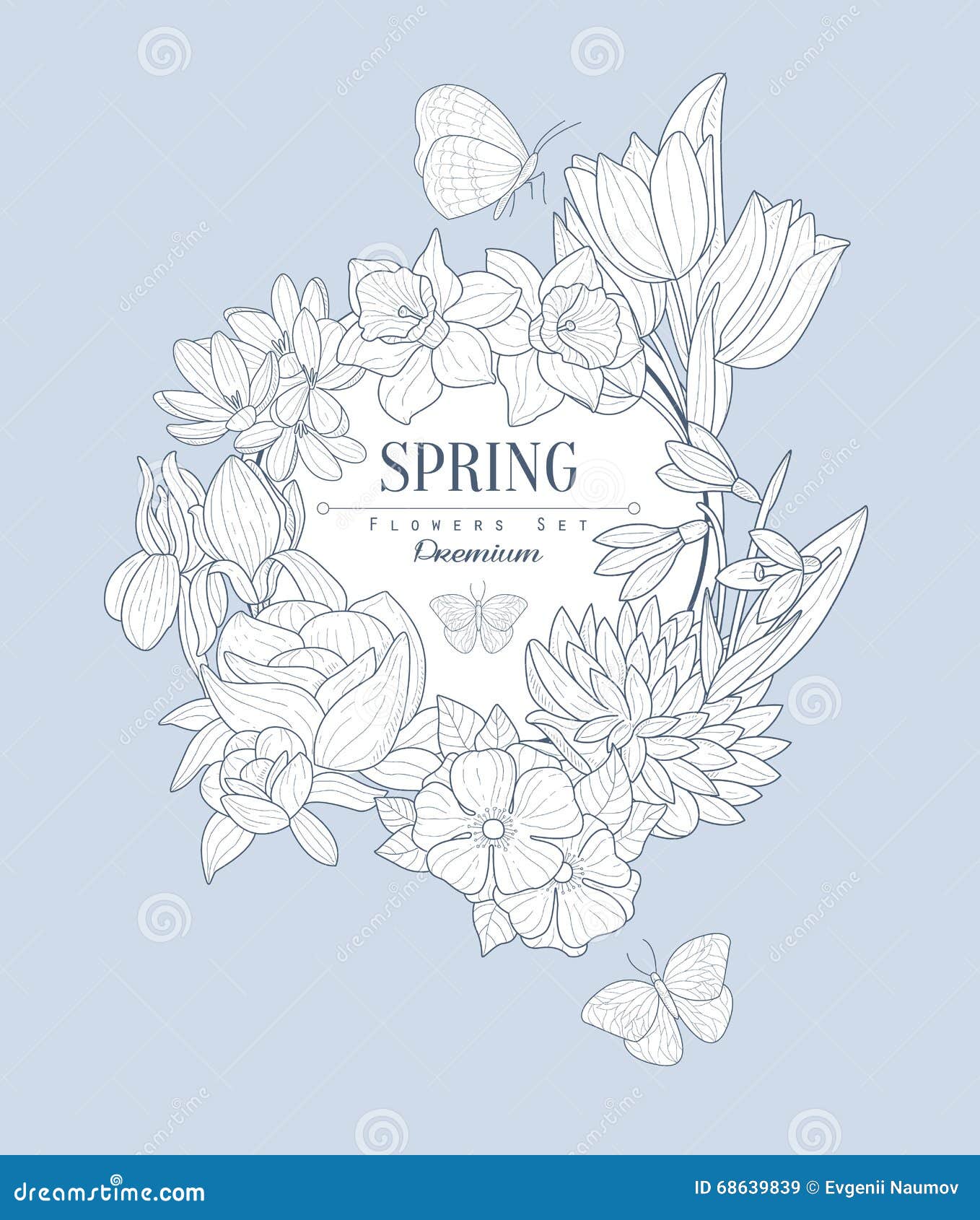 Spring Flowers Vintage Sketch Stock Vector - Illustration of light ...
