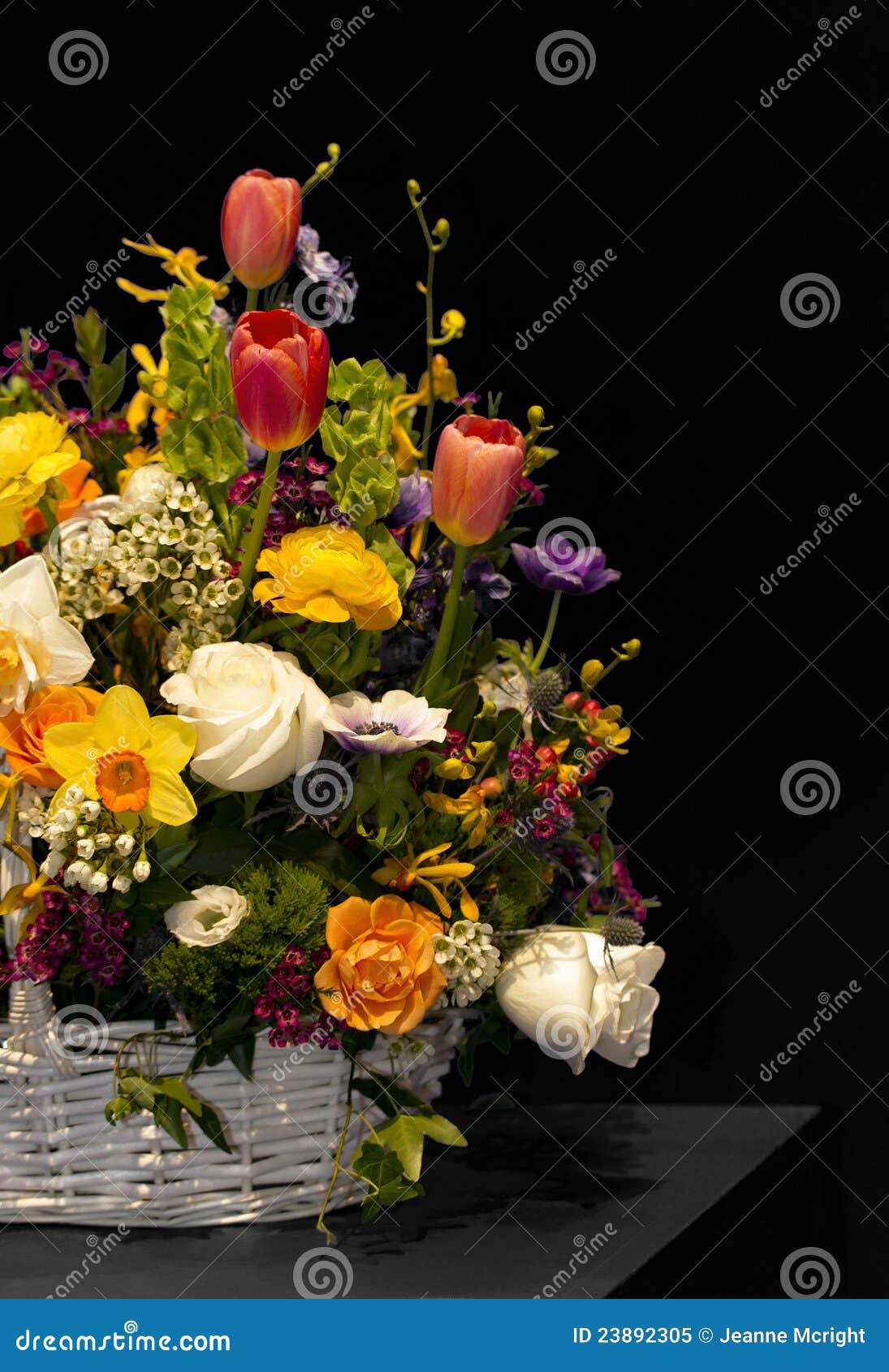 Spring Flowers in Wicker Basket Stock Image - Image of garden, basket ...